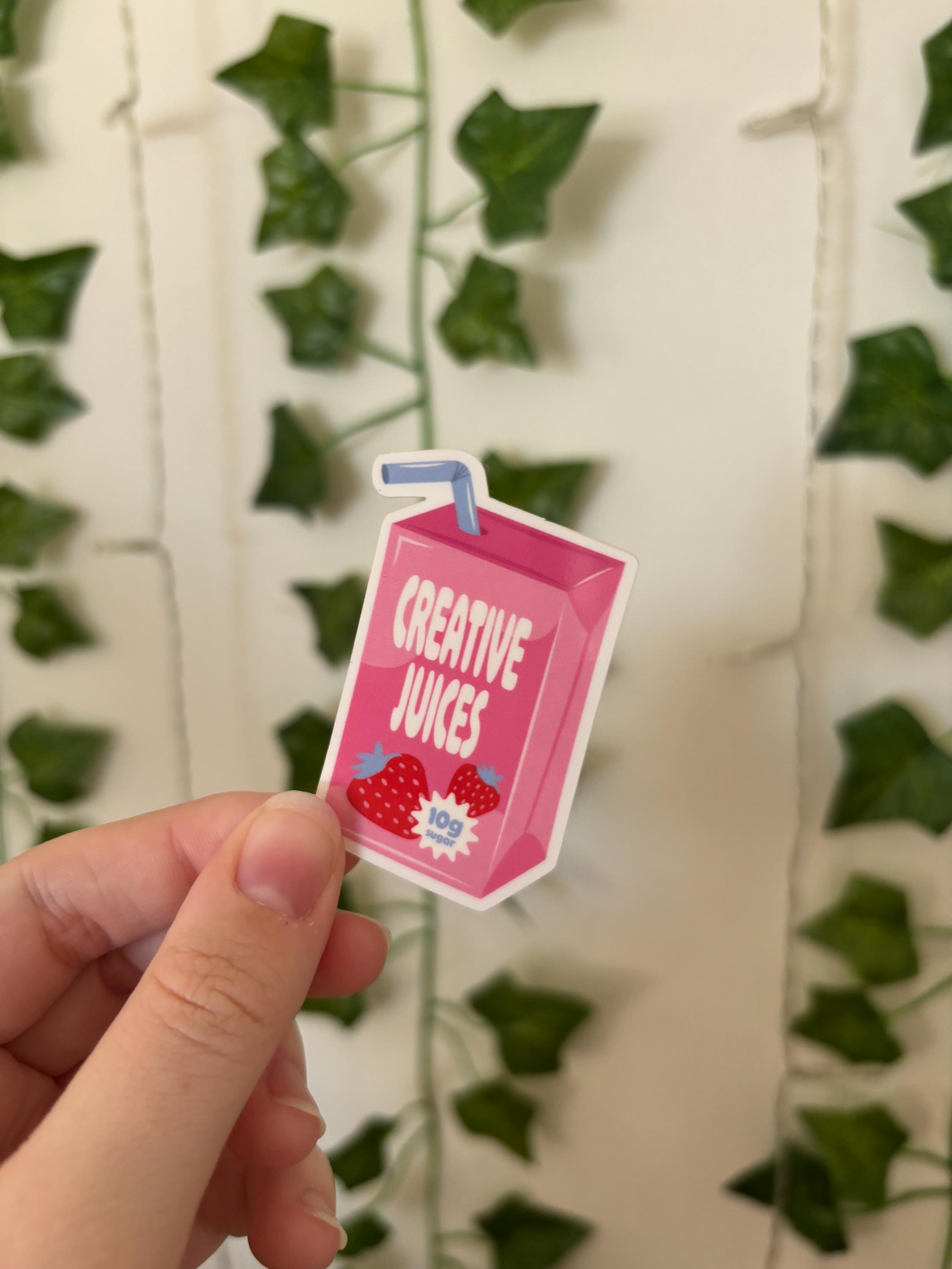 Creative Juices Juice Box Vinyl Sticker | Pink Juice Box Sticker | Cute ...