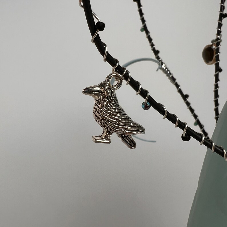 Wire and Bead Bouquet With Repurposed Jewelry, a Silver Crow Charm, and ...