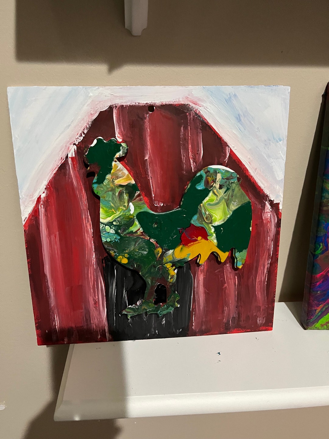 Chicken at the Barn Hand Painted Sign Hand Painted Chicken Attached ...