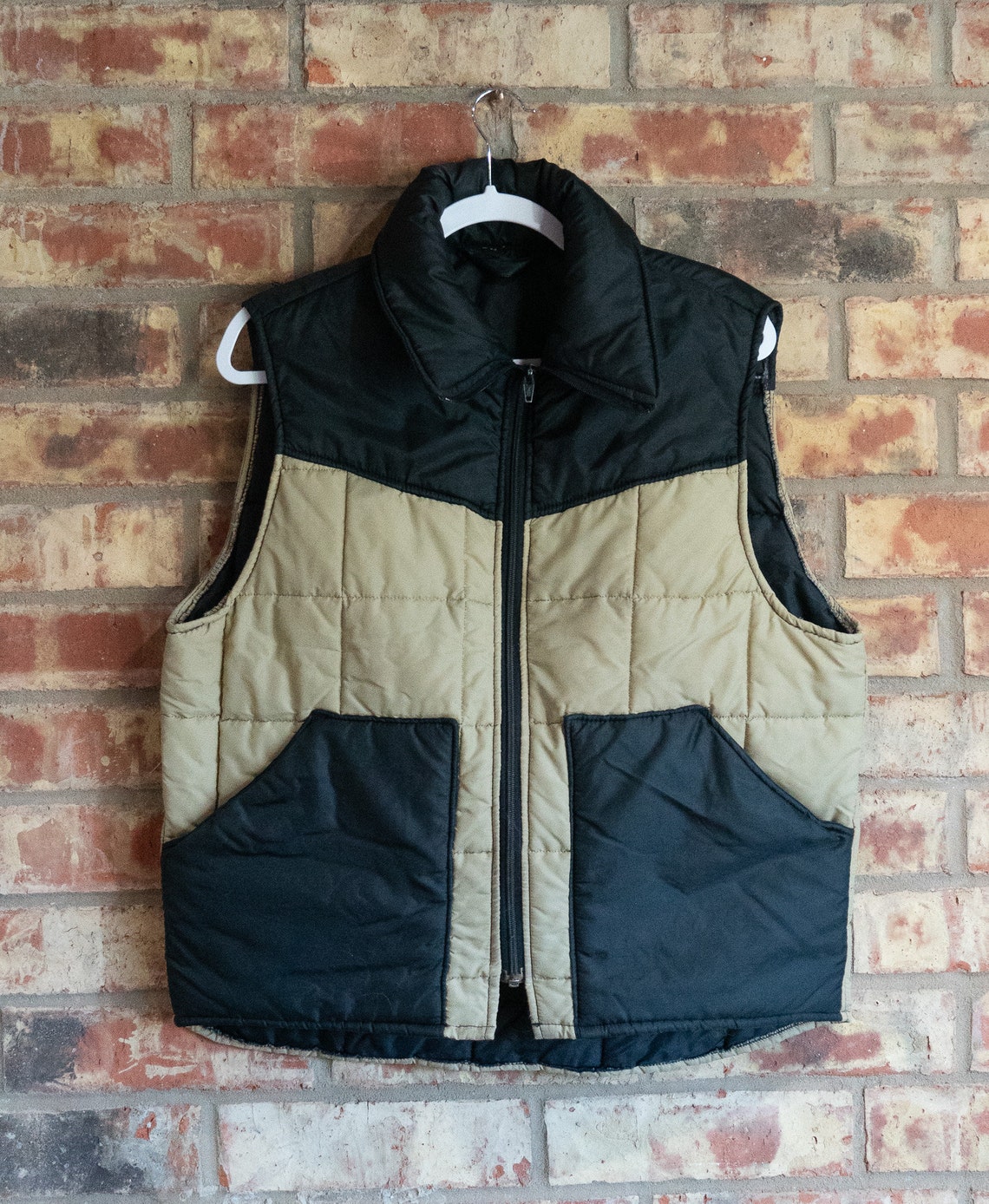 Black and Tan Puffer Vest - Etsy