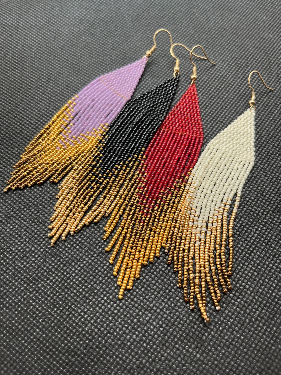 American Indian Long Earrings, Native Earrings, Beaded Earrings, Ombre ...