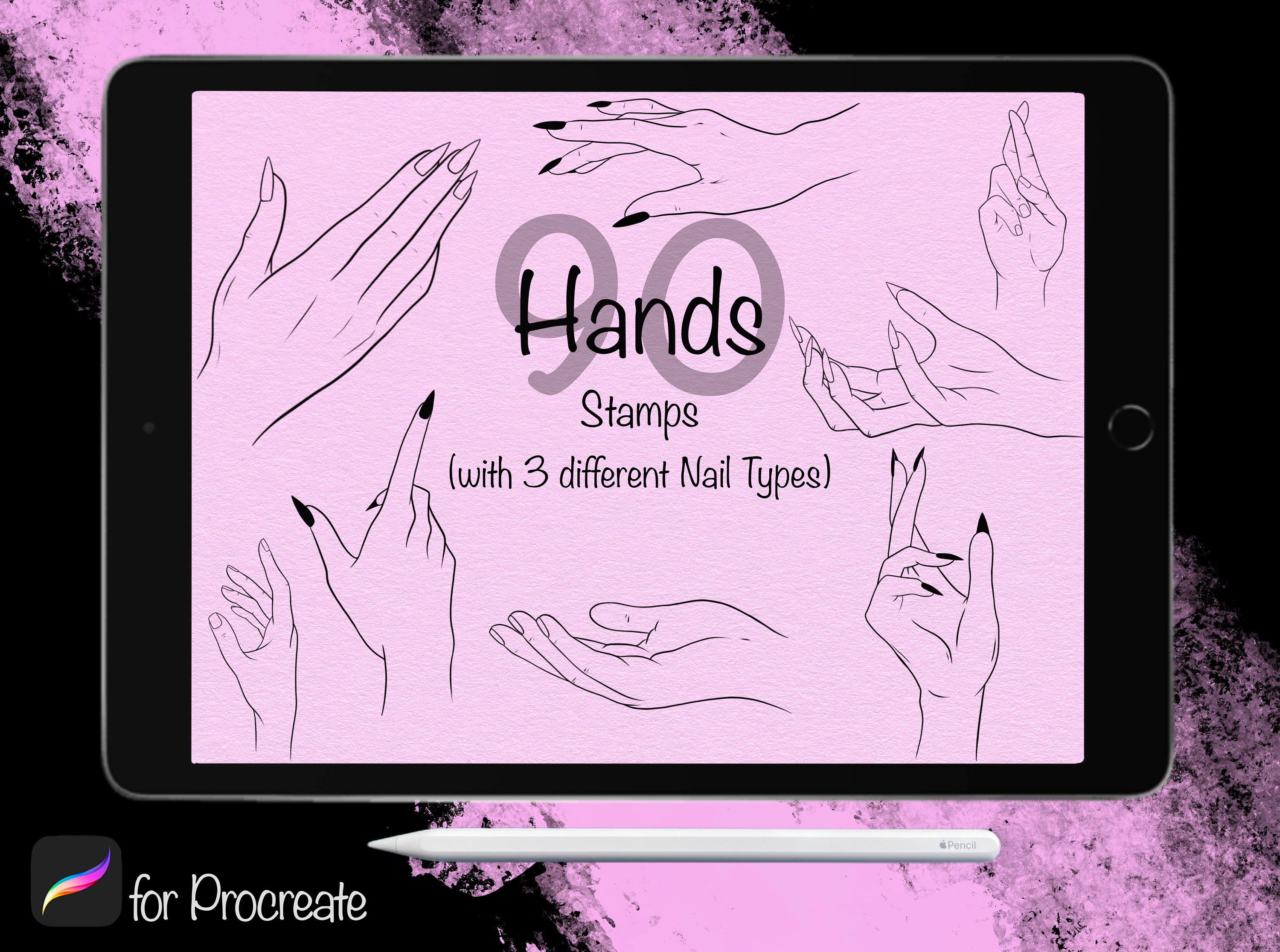 90 Hands Stamps With Different Nail Types for Procreate - Etsy