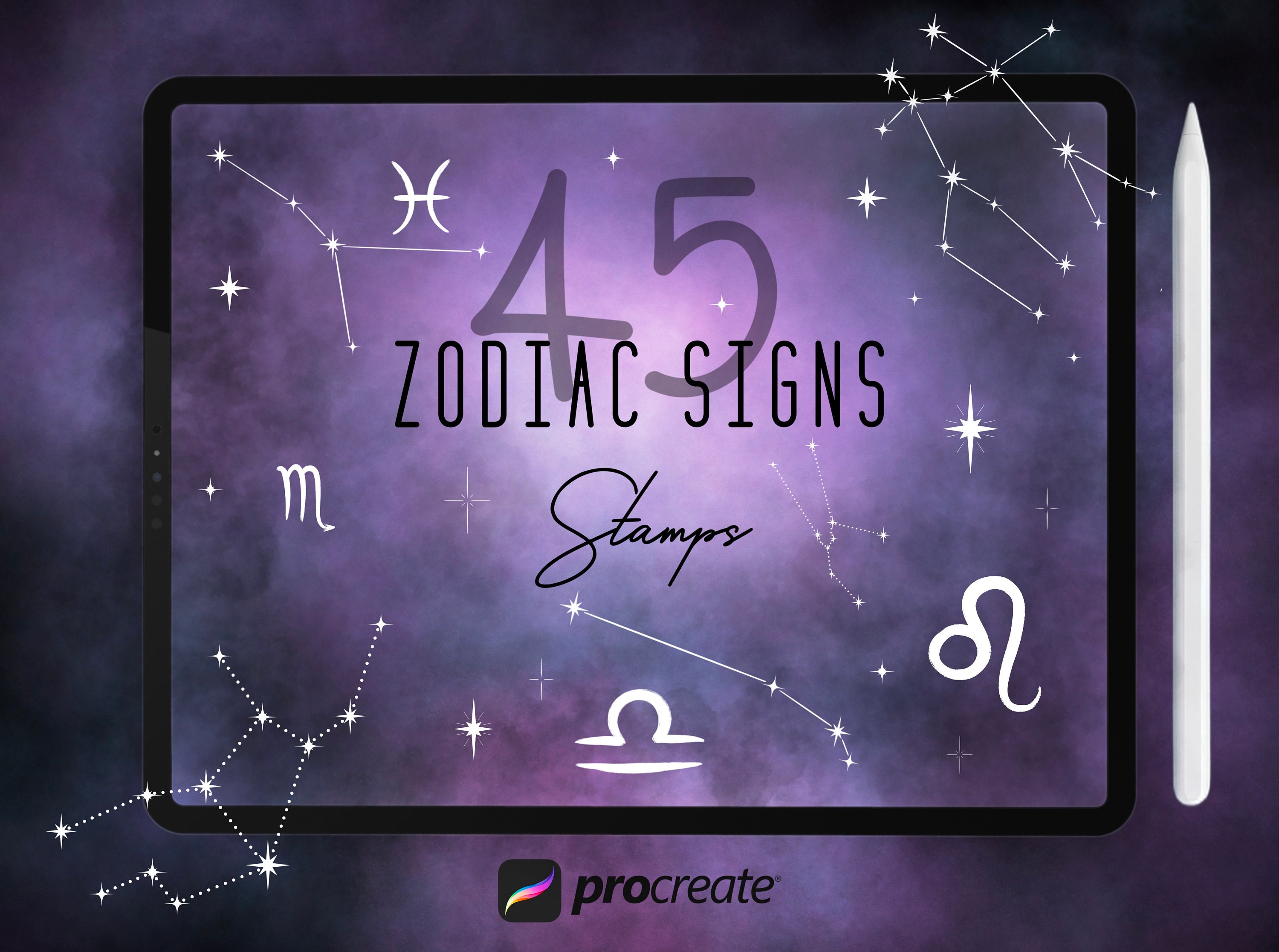 45 Zodiac Signs Stamps for Procreate - Etsy