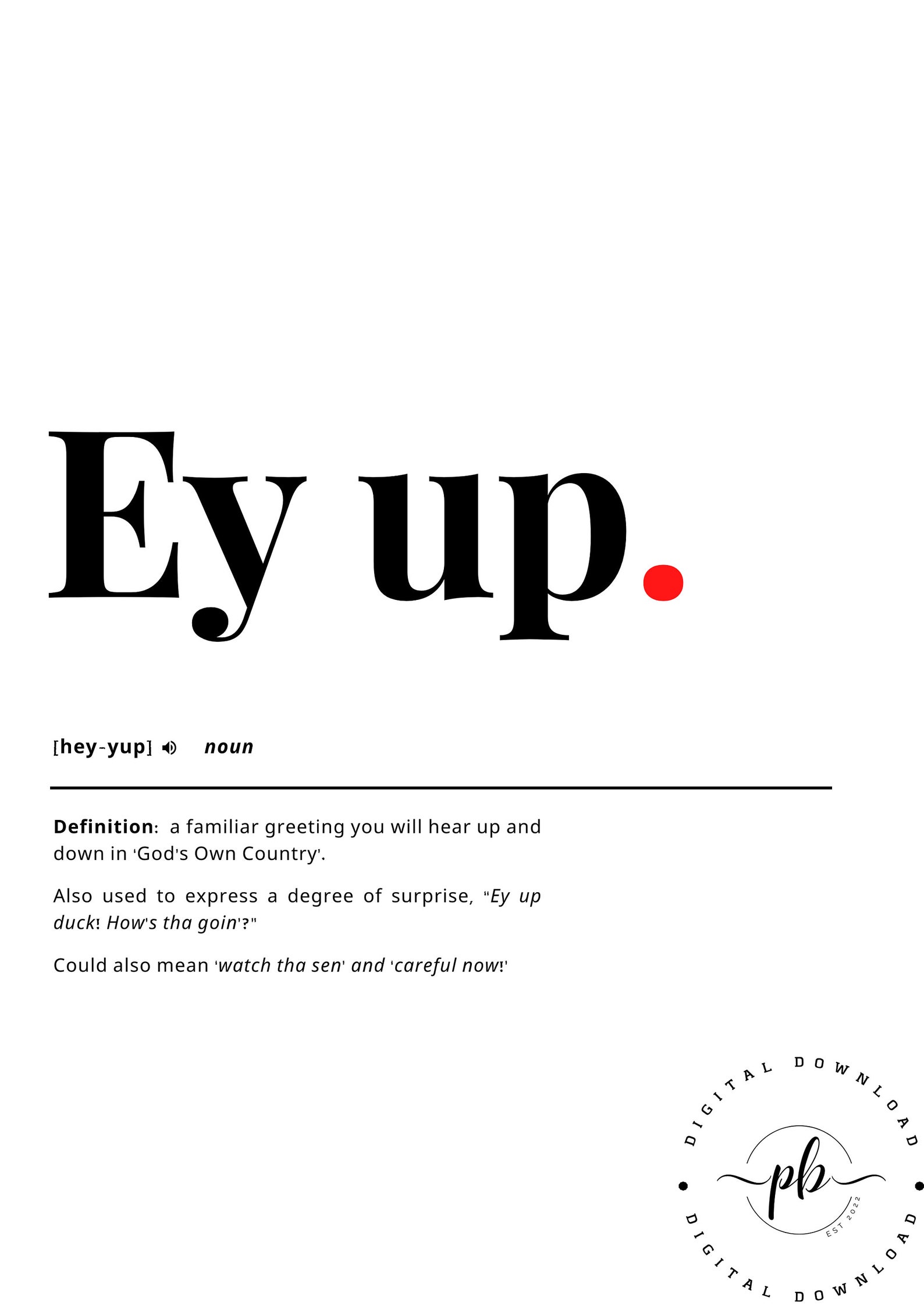 Yorkshire Talk - Ey Up - Etsy