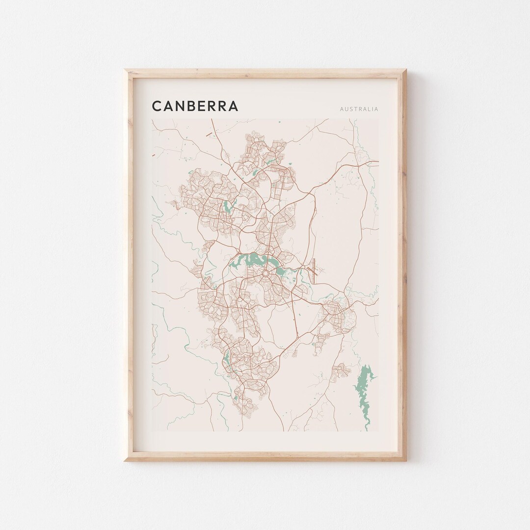Canberra Map Poster, Canberra Wall Art, Canberra City Map, Canberra Map ...