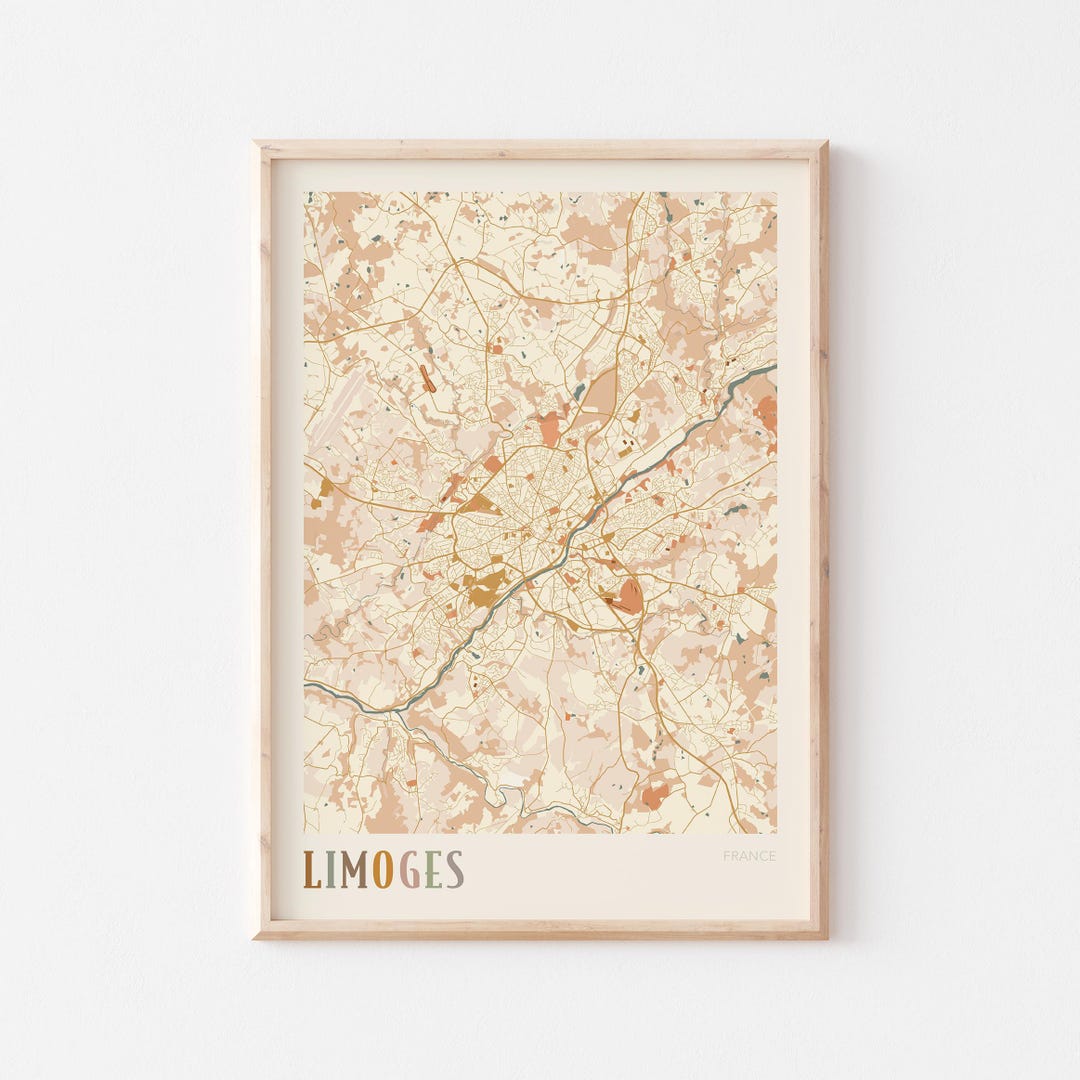 Limoges Map Poster, Limoges Print, Limoges Poster, Limoges Wall Art ...