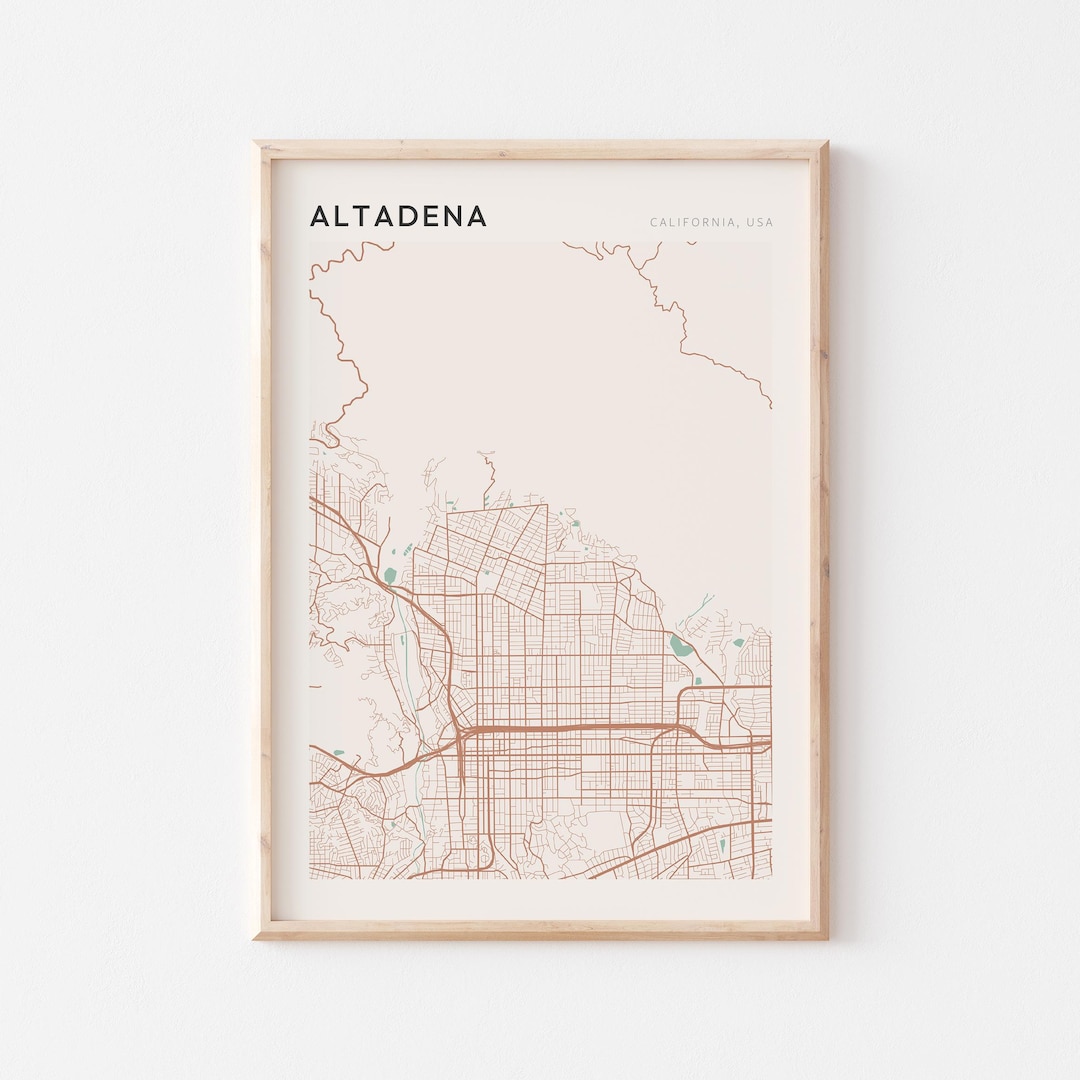 Altadena Map Poster, Altadena Print, Altadena Poster, Altadena Wall Art ...