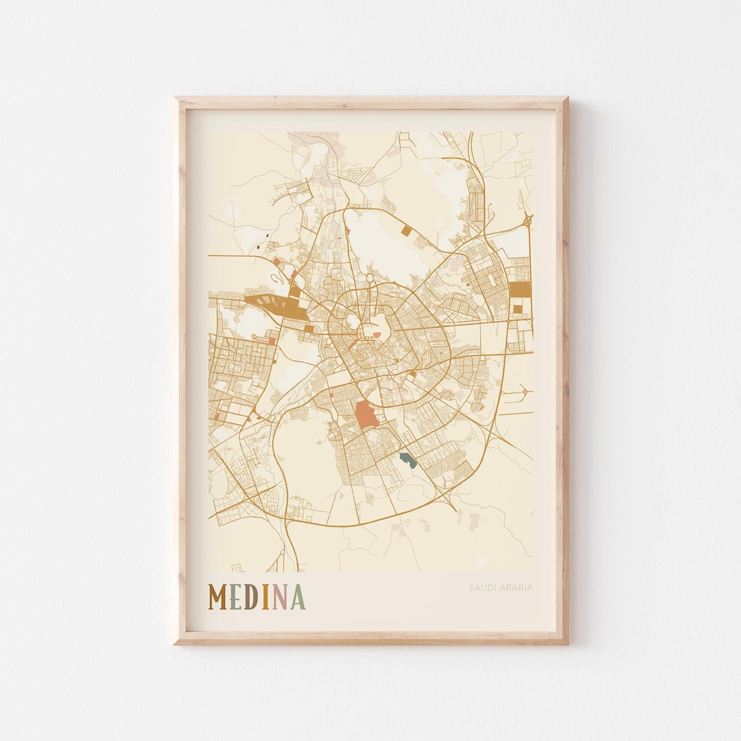 Medina Map Poster, Medina Print, Medina Poster, Medina Wall Art, Saudi ...