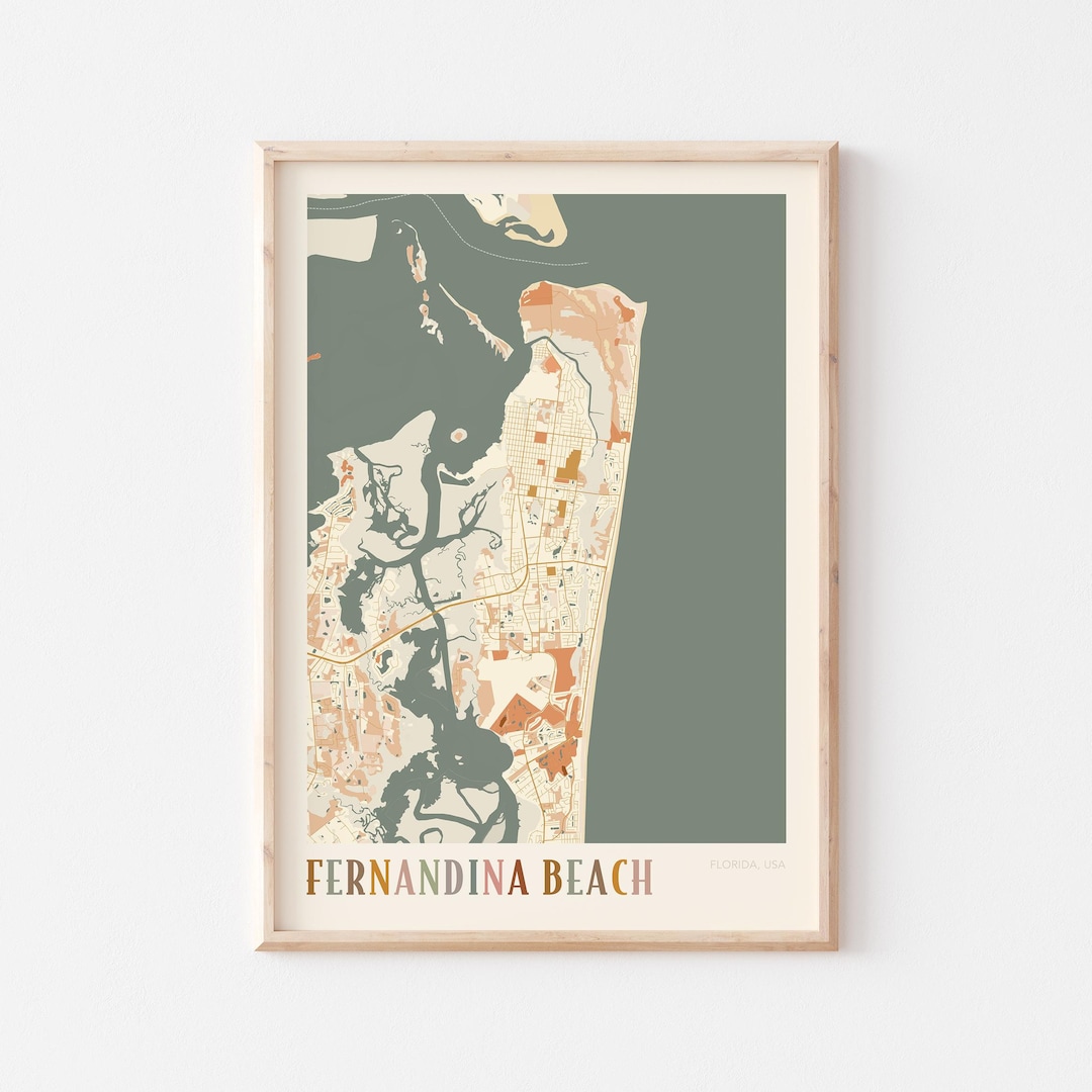 Fernandina Beach Map Poster, Fernandina Beach Print, Fernandina Beach ...