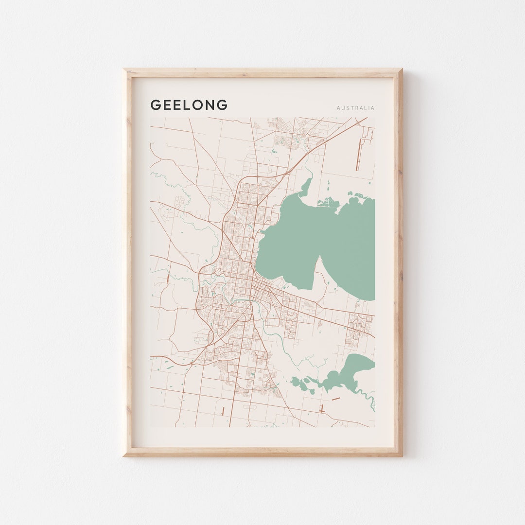 Geelong Map Poster, Geelong Wall Art, Geelong City Map, Geelong Map ...