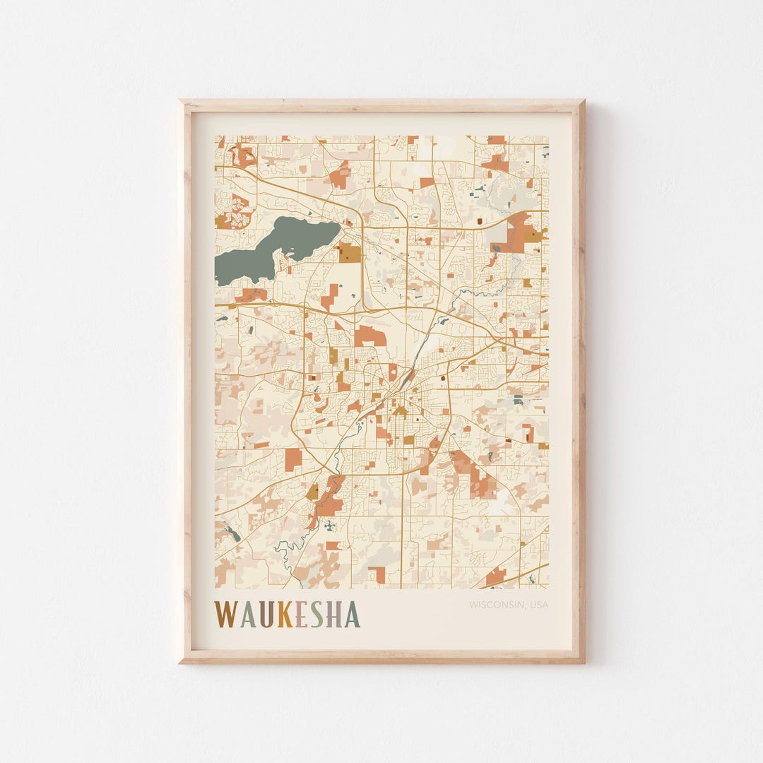 Waukesha Map Poster, Waukesha Print, Waukesha Poster, Waukesha Wall Art ...
