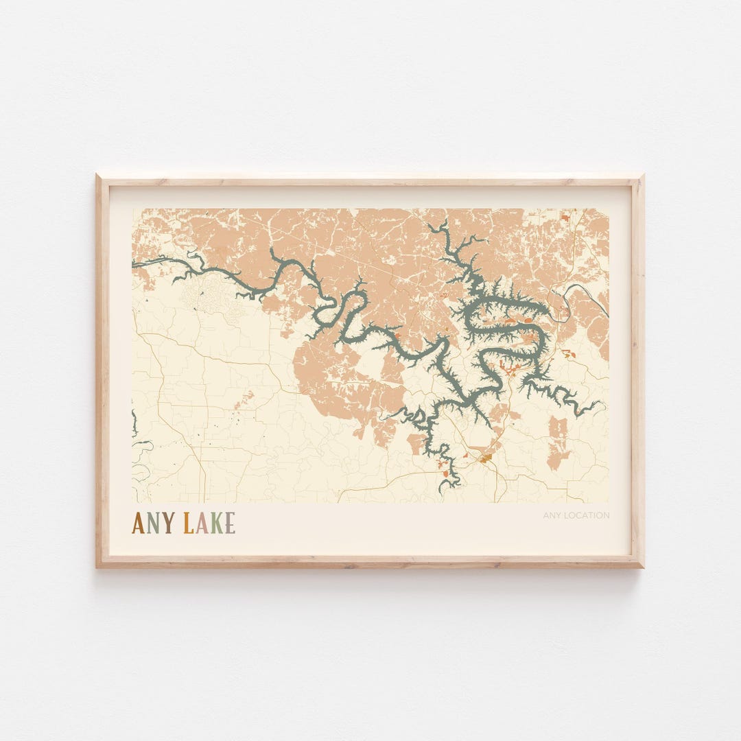 Custom Lake Print, Any Lake Map, Custom Lake Poster, Custom Lake Map ...