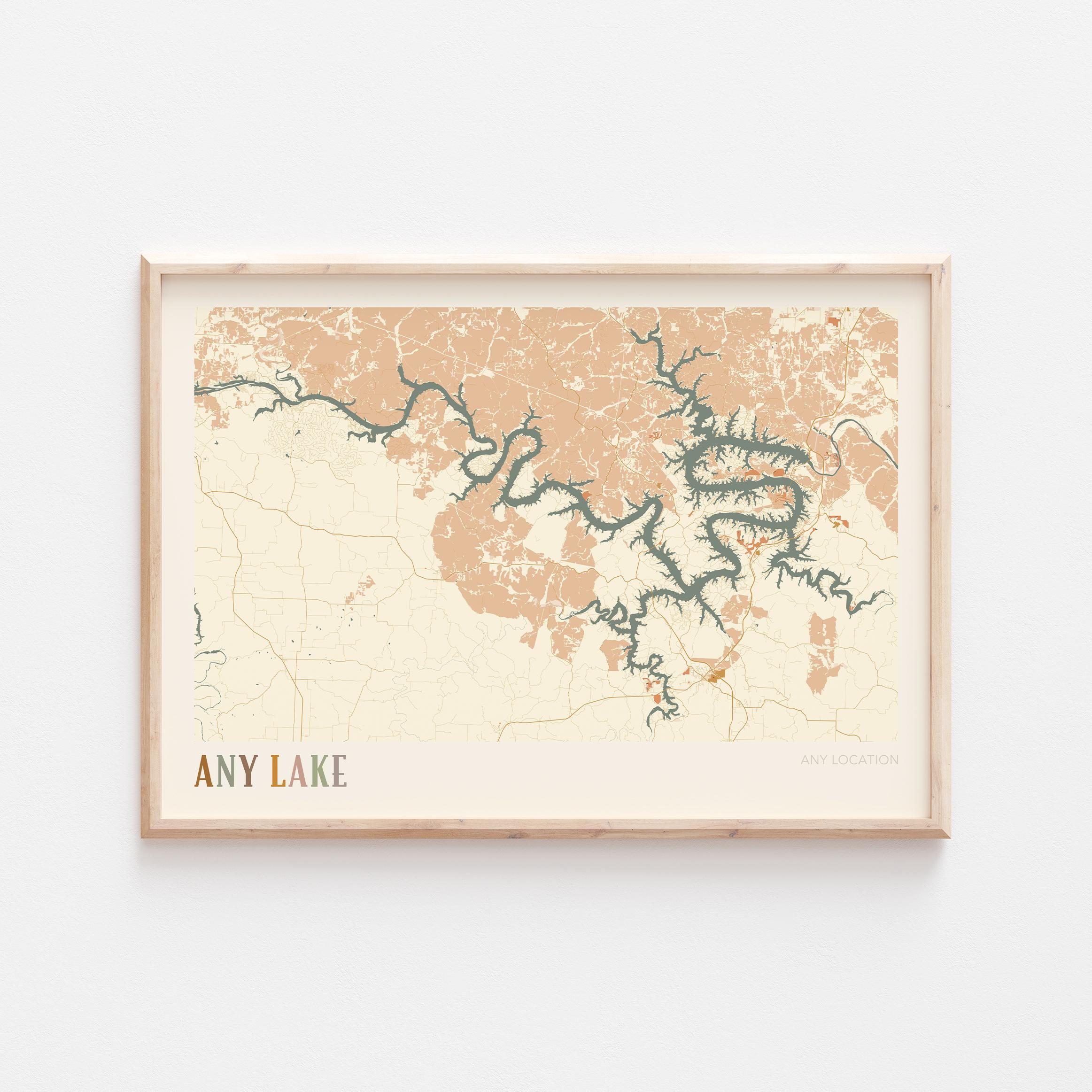 Custom Lake Print, Any Lake Map, Custom Lake Poster, Custom Lake Map ...