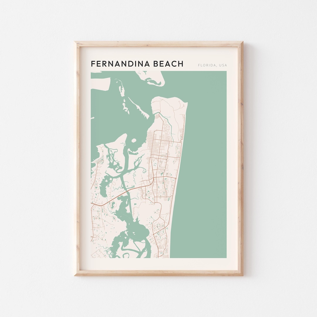 Fernandina Beach Map Poster, Fernandina Beach Print, Fernandina Beach ...