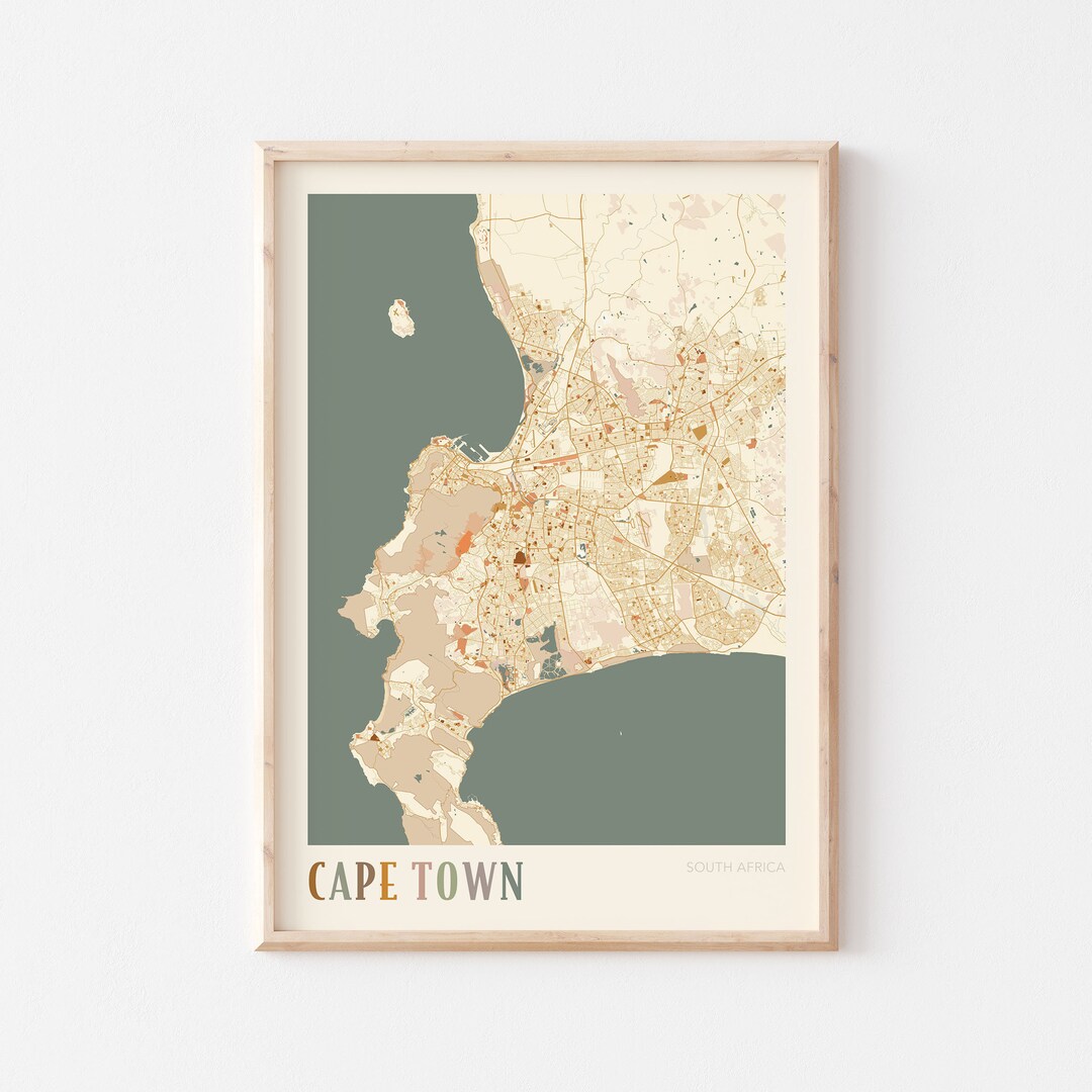 Cape Town Map Poster, Cape Town Wall Art, Cape Town Map, Cape Town Map ...
