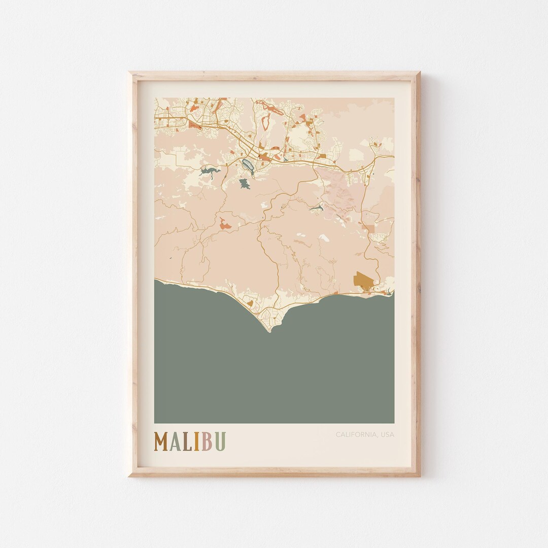 Malibu Map Poster, Malibu Print, Malibu Poster, Malibu Wall Art ...