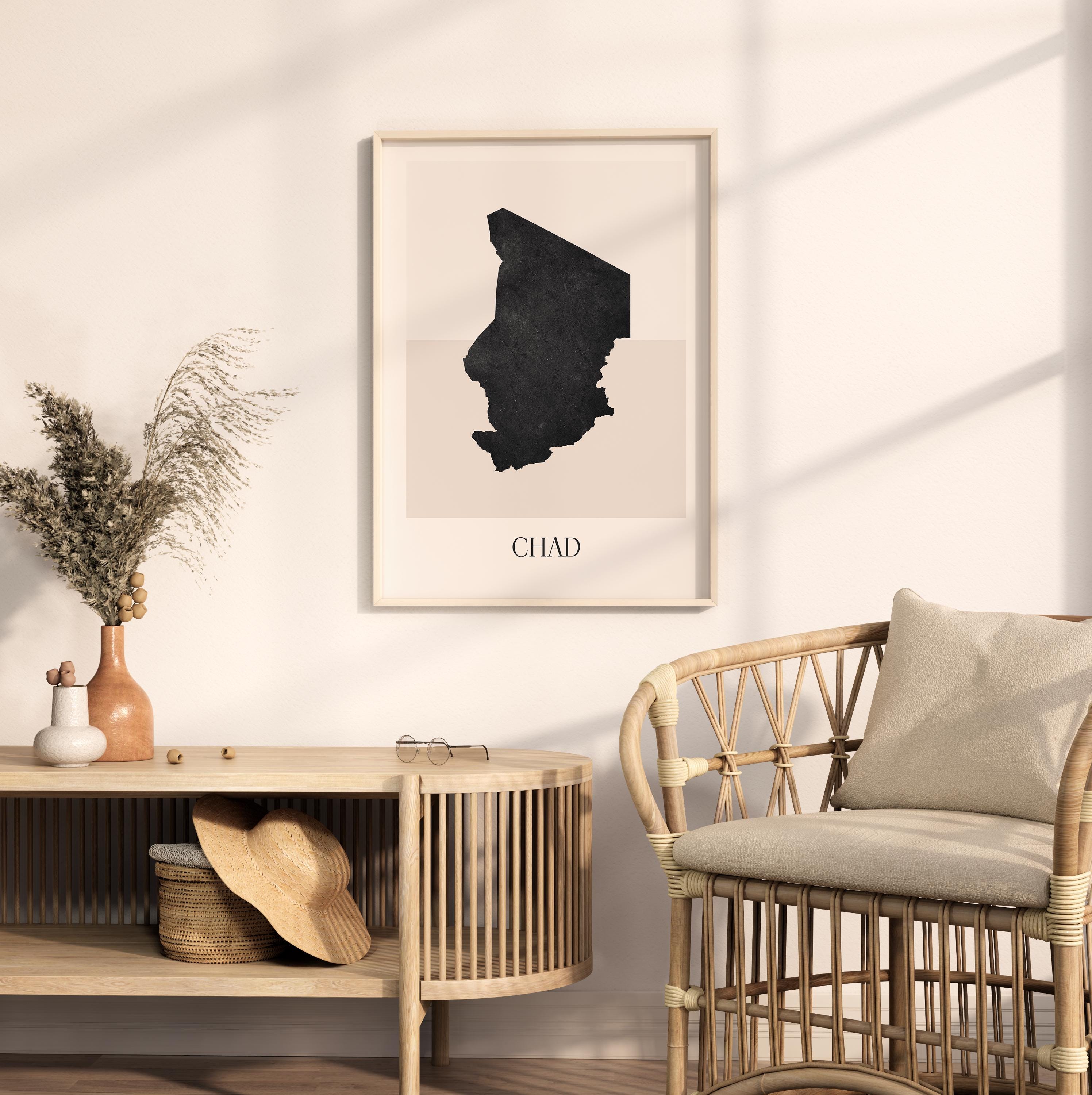 Chad Map Poster, Chad Print, Chad Map Print Minimalist Boho Wall Art ...