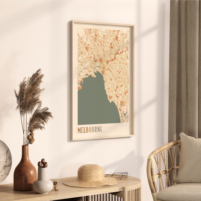 Melbourne Map Poster, Melbourne Wall Art, Melbourne City Map, Melbourne ...