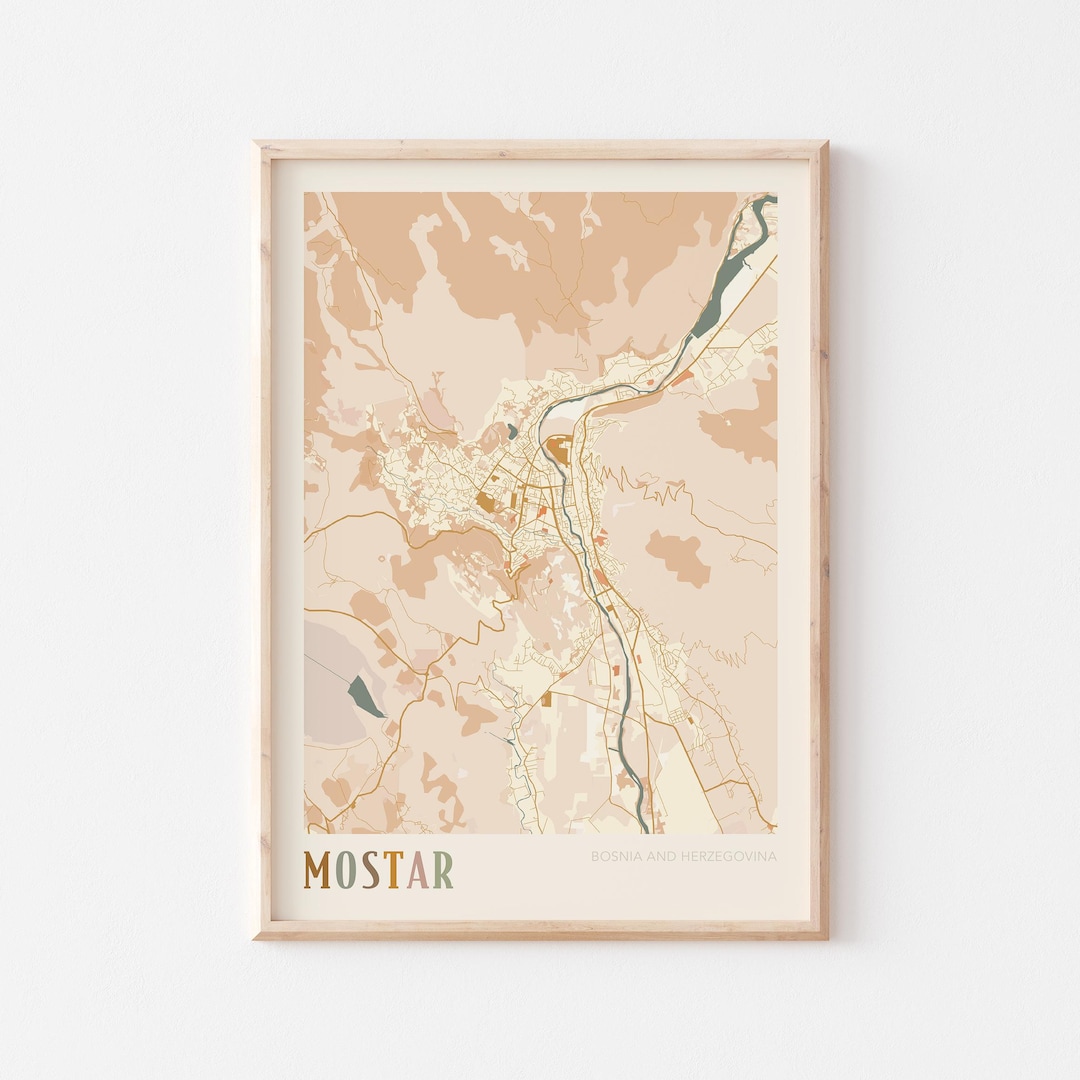Mostar Map Poster, Mostar Print, Mostar Poster, Mostar Wall Art, Bosnia ...