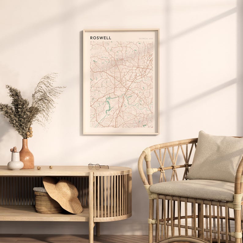 Roswell Map Poster, Roswell Print, Roswell Poster, Roswell Wall Art ...