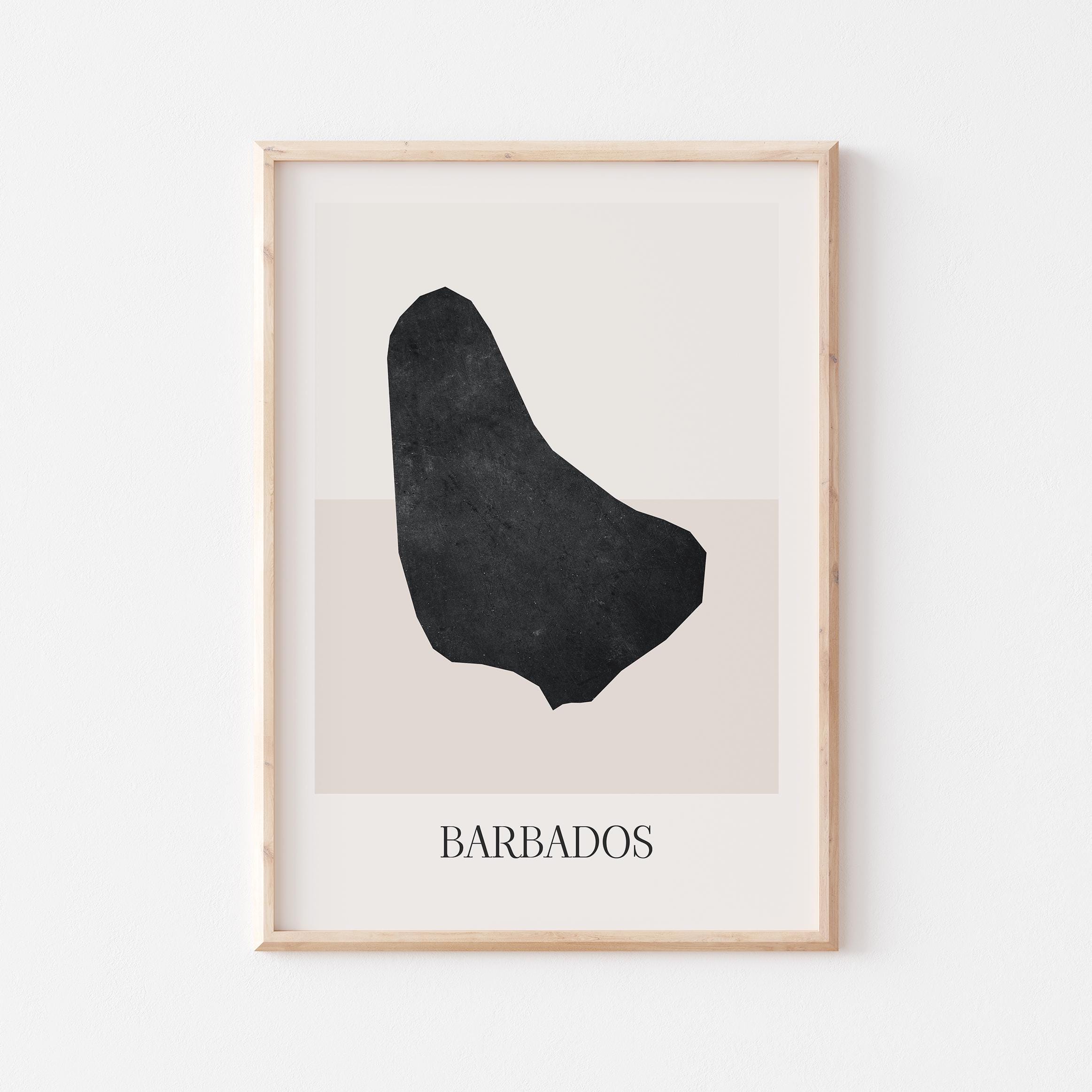 Barbados Map Poster, Barbados Print, Barbados Map Print Minimalist Boho ...