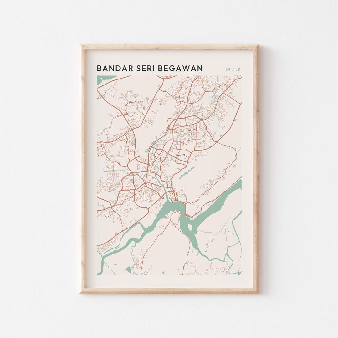 Bandar Seri Begawan Map Poster, Bandar Seri Begawan Print, Bandar Seri ...