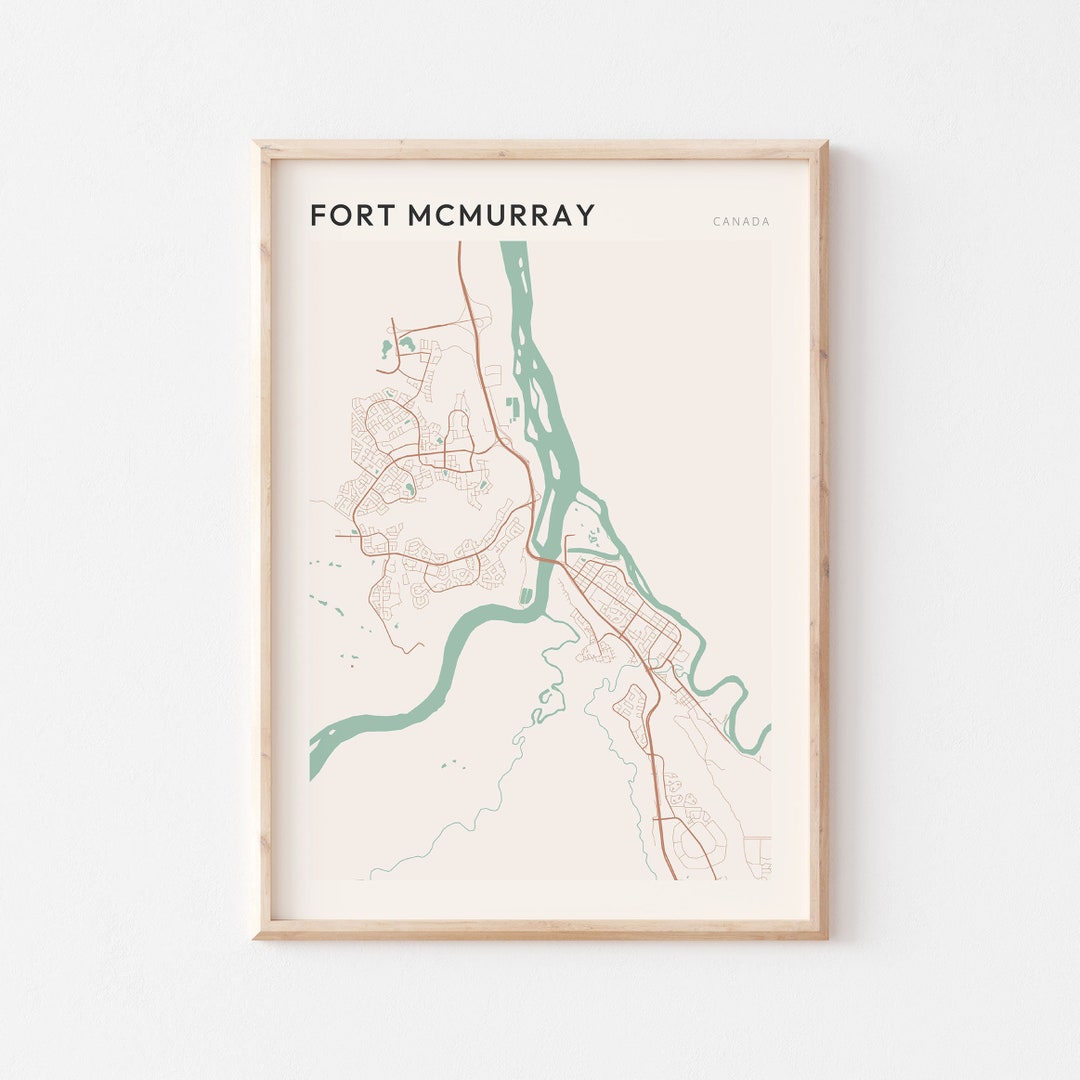 Fort Mcmurray Map Poster, Fort Mcmurray Wall Art, Fort Mcmurray Poster ...