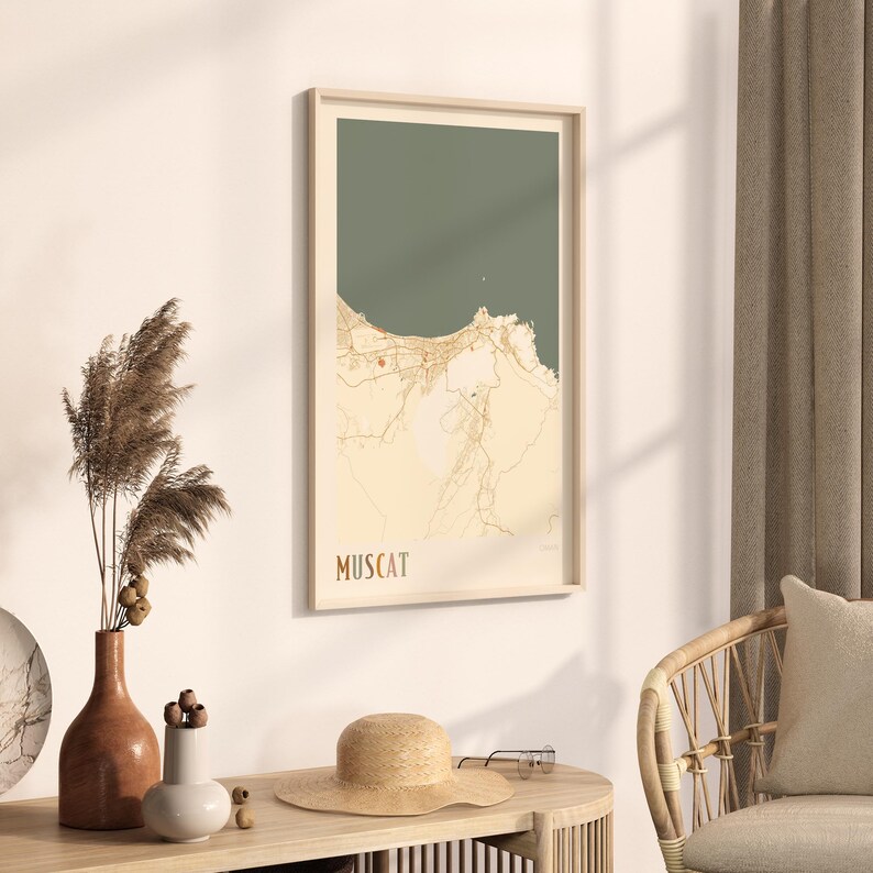 Muscat Map Poster, Muscat Print, Muscat Poster, Muscat Wall Art, Oman ...
