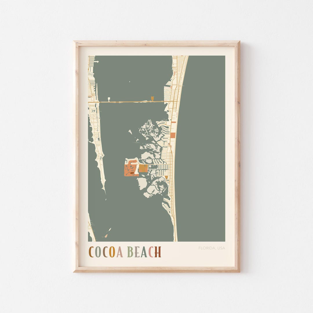Cocoa Beach Map Poster, Cocoa Beach Print, Cocoa Beach Poster, Cocoa ...