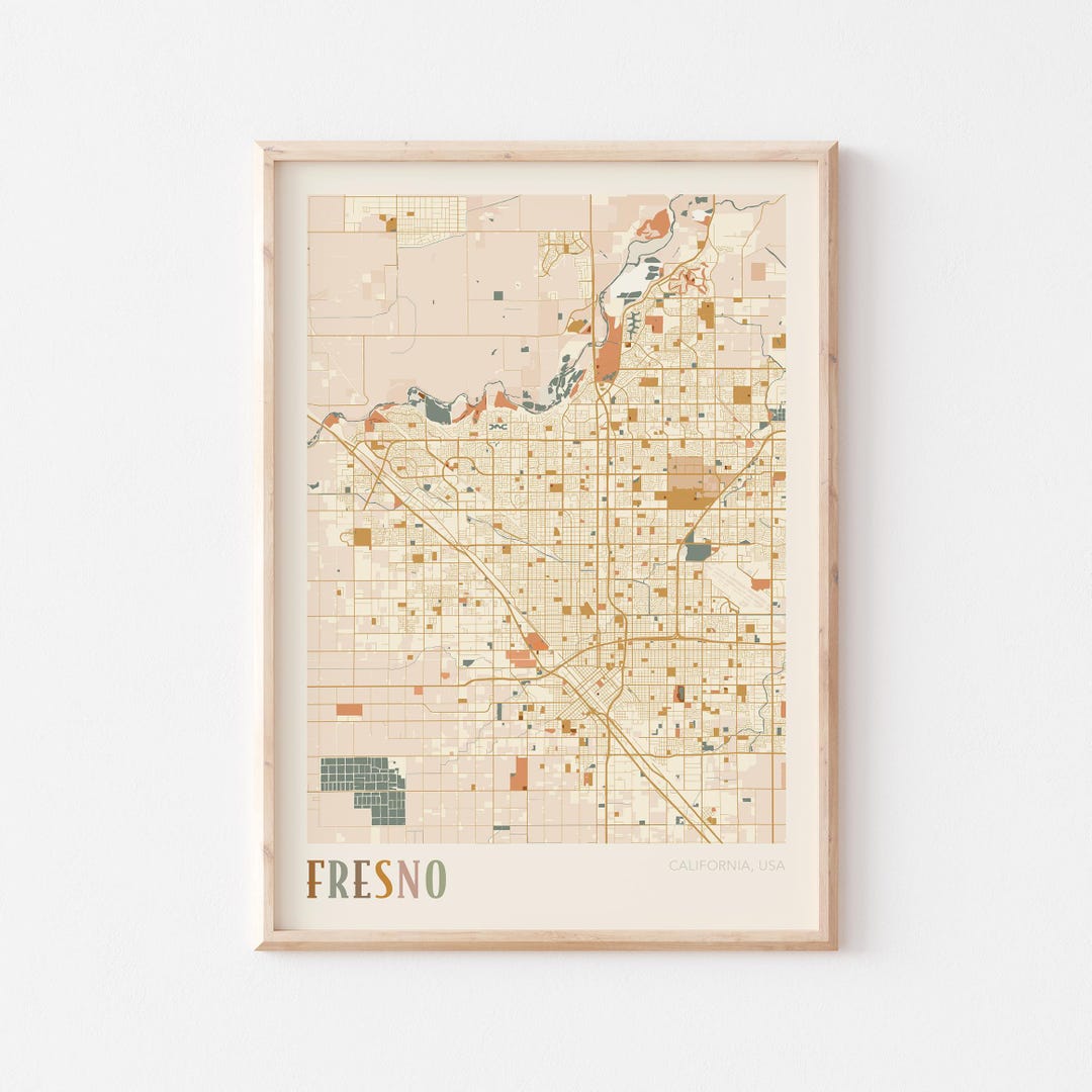 Fresno Map Poster, Fresno Print, Fresno Poster, Fresno Wall Art ...