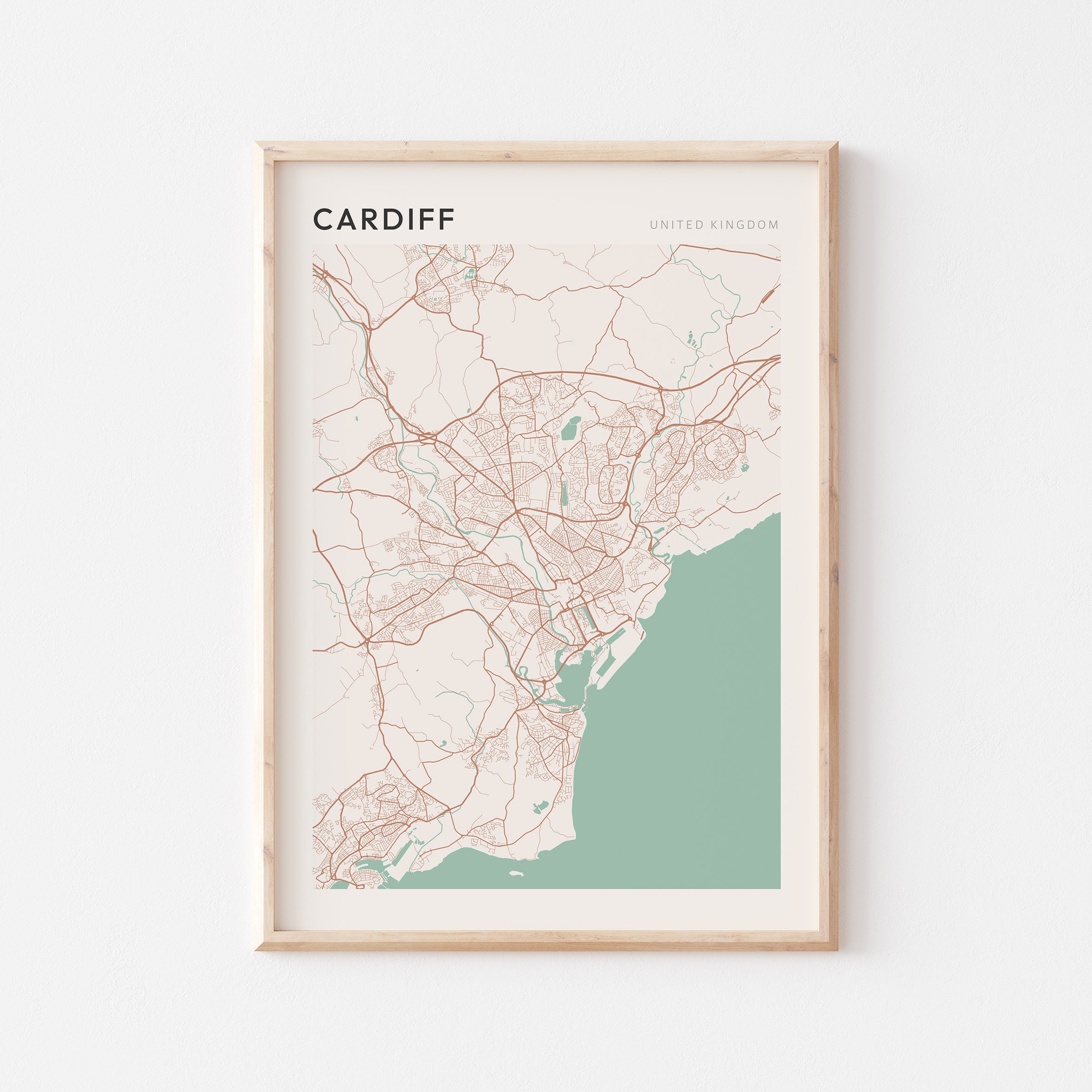 Cardiff Map Poster, Cardiff Poster, Cardiff Wall Art, Cardiff Print ...