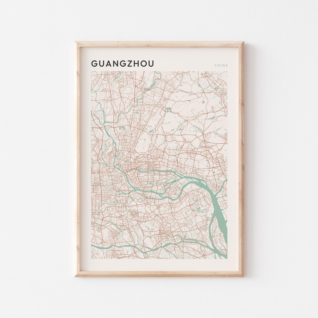 Guangzhou Map Poster, Guangzhou Print, Guangzhou Poster, Guangzhou Wall ...