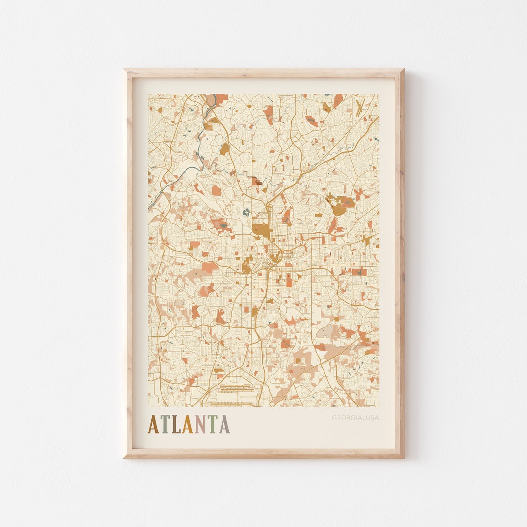 Atlanta Map Poster, Atlanta Wall Art, Atlanta City Map, Atlanta Print ...