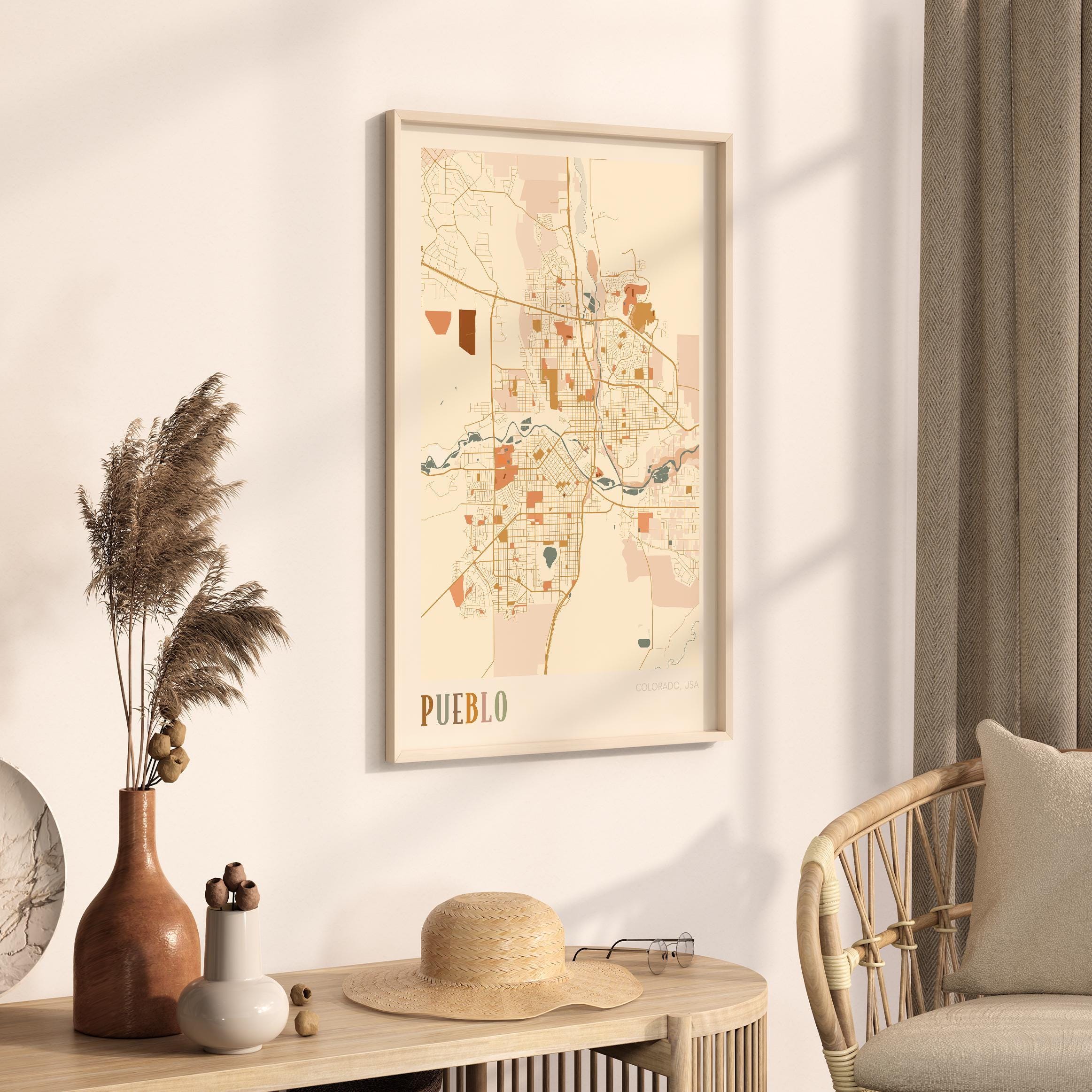Pueblo Map Poster, Pueblo Print, Pueblo Poster, Pueblo Wall Art ...