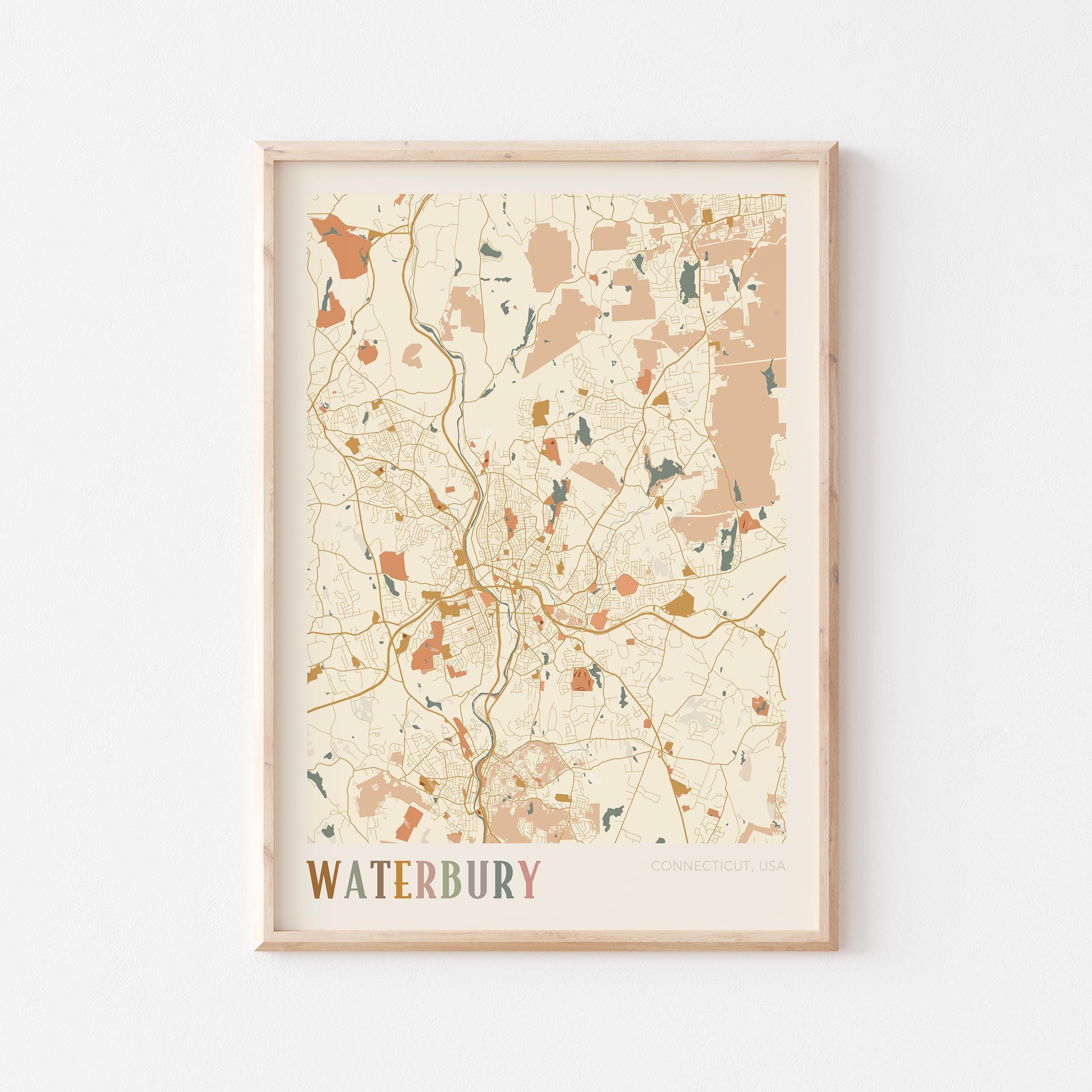 Waterbury Map Poster, Waterbury Print, Waterbury Poster, Waterbury Wall ...