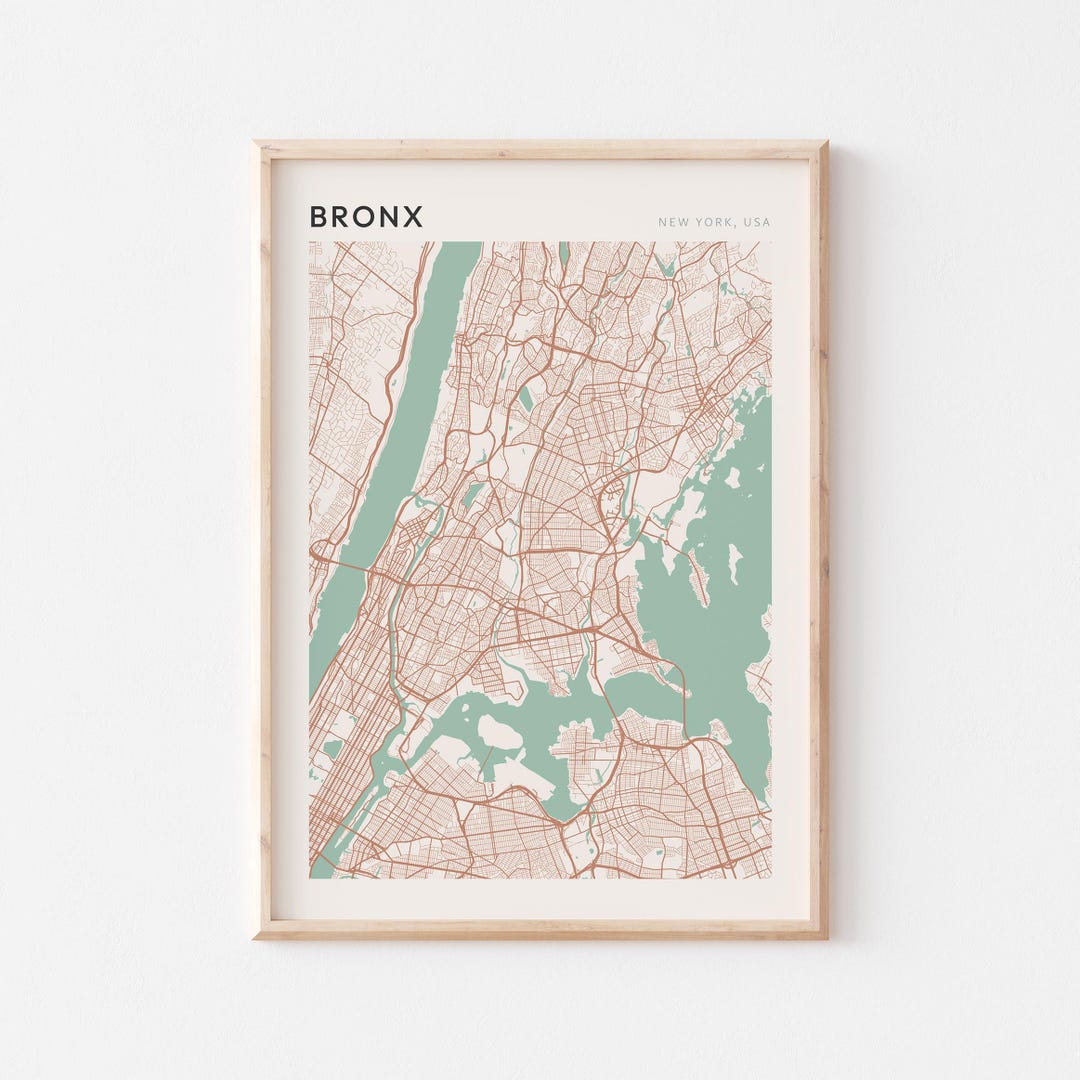 Bronx Map Poster, Bronx Print, Bronx Poster, Bronx Wall Art, New York ...