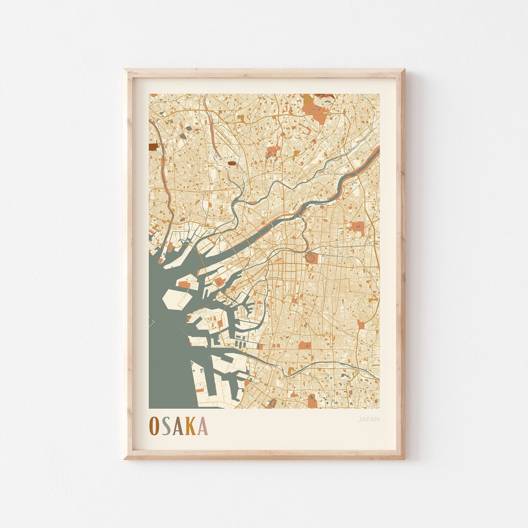 Osaka Map Poster, Osaka Wall Art, Osaka City Map, Map of Osaka, Osaka ...