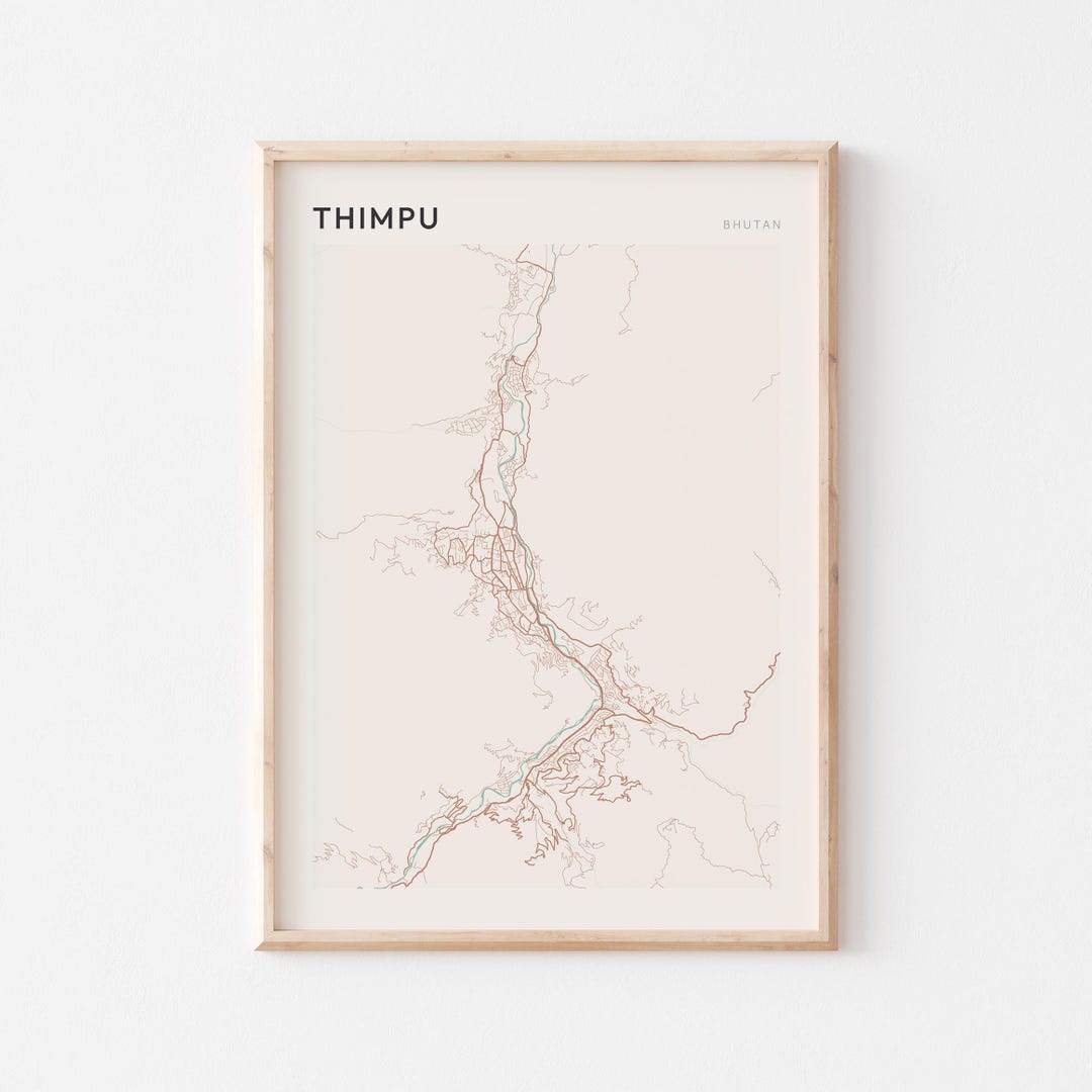 Thimpu Map Poster, Thimpu Print, Thimpu Poster, Thimpu Wall Art, Bhutan ...