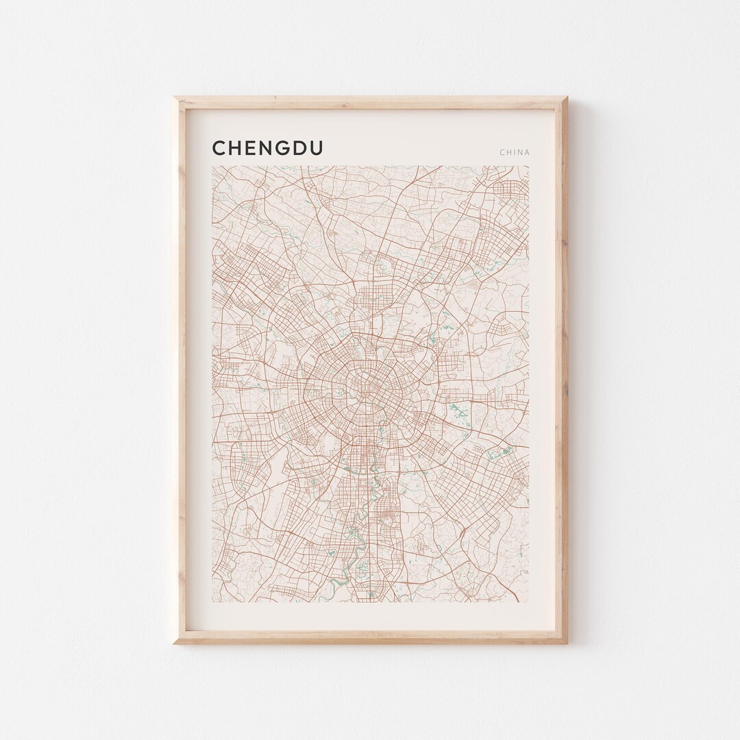 Chengdu Map Poster, Chengdu Print, Chengdu Poster, Chengdu Wall Art ...
