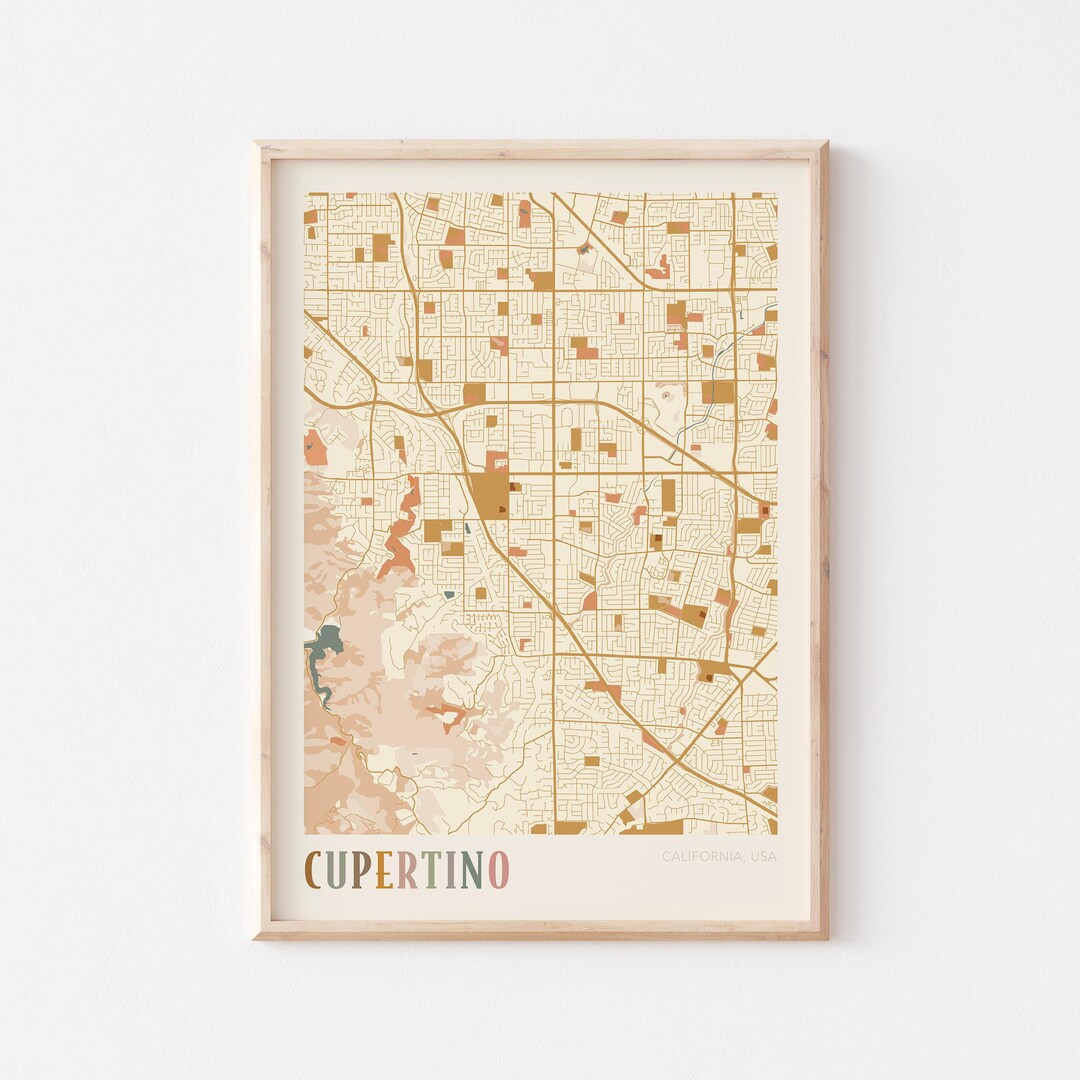 Cupertino Map Poster, Cupertino Print, Cupertino Poster, Cupertino Wall ...