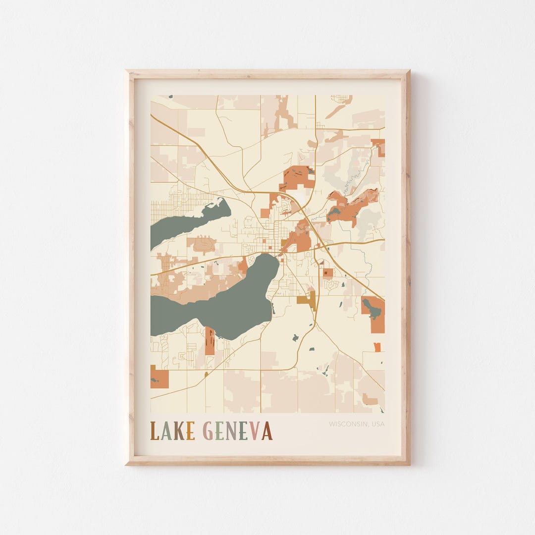 Lake Geneva Map Poster, Lake Geneva Print, Lake Geneva Poster, Lake ...