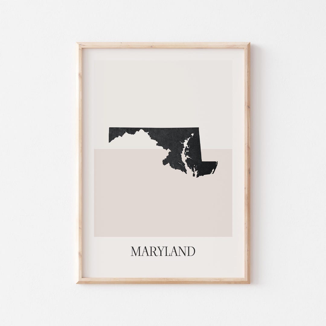 Maryland Map Poster, Maryland Print, Maryland Map Print Minimalist Boho ...