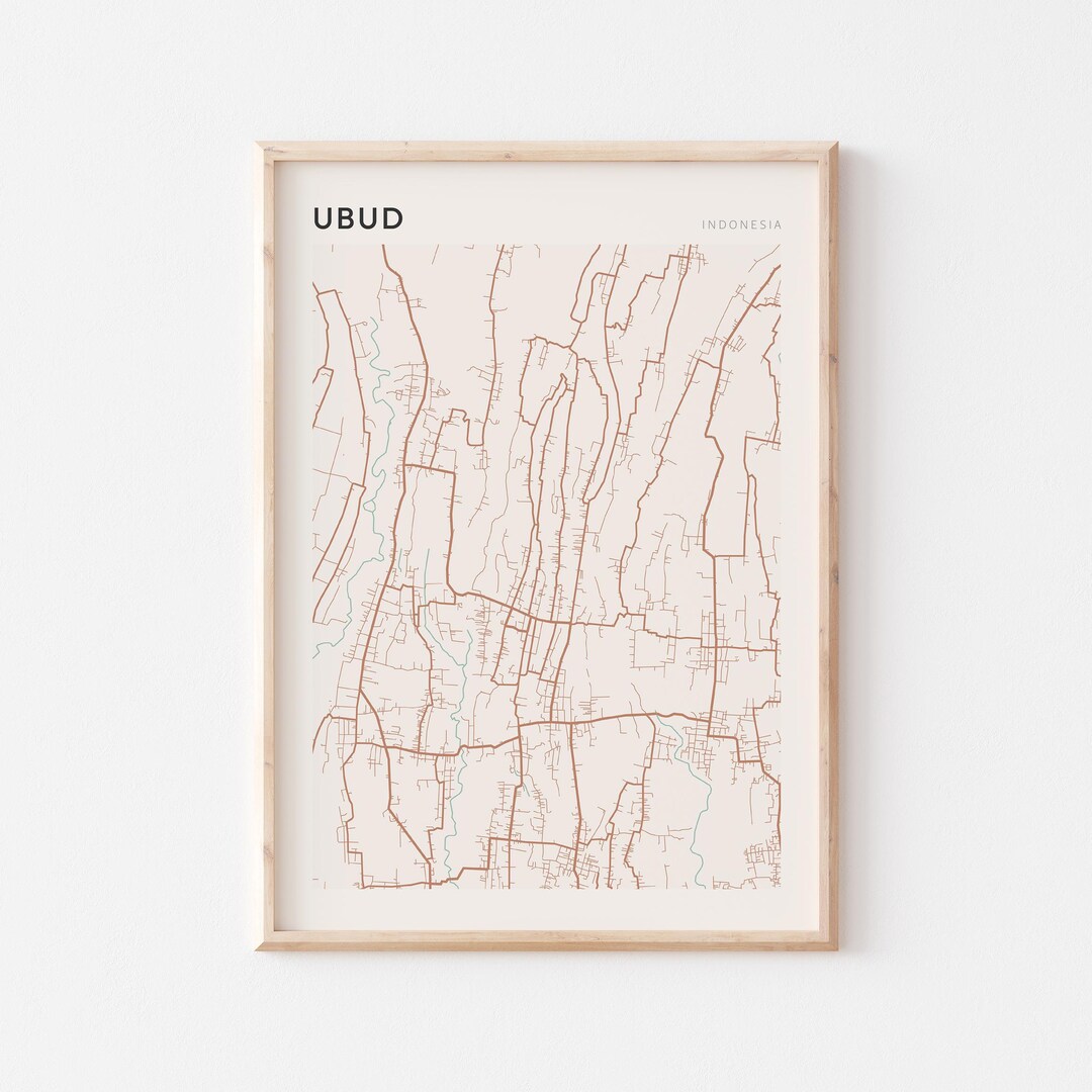 Ubud Map Poster, Ubud Print, Ubud Poster, Ubud Wall Art, Indonesia ...