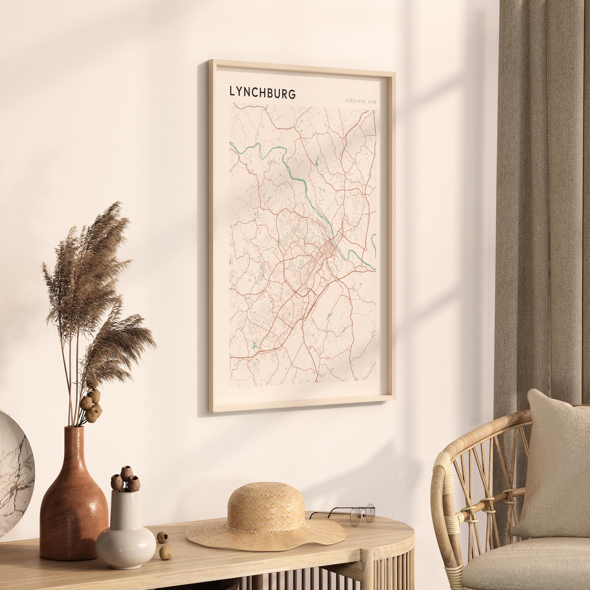 Lynchburg Map Poster, Lynchburg Print, Lynchburg Poster, Lynchburg Wall ...