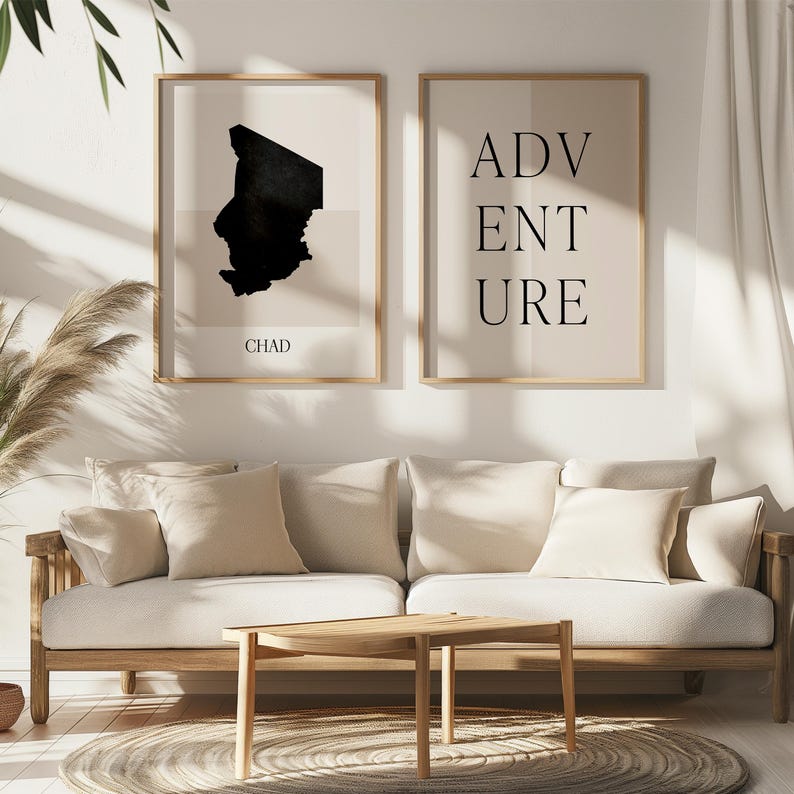 Chad Map Poster, Chad Print, Chad Map Print Minimalist Boho Wall Art ...