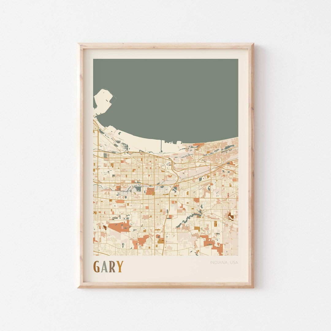 Gary Map Poster, Gary Print, Gary Poster, Gary Wall Art, Indiana ...