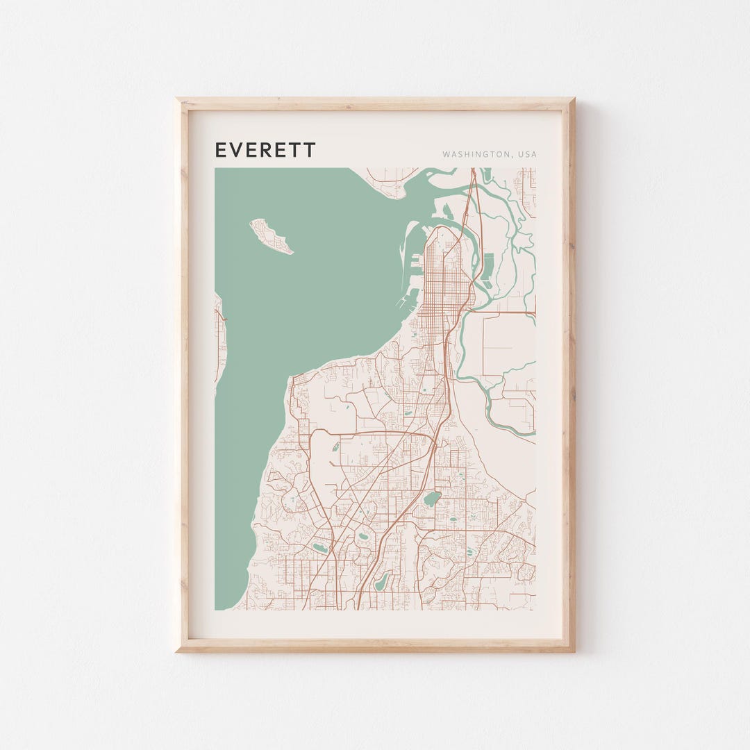 Everett Map Poster, Everett Print, Everett Poster, Everett Wall Art, Washington, Travel Gift ...