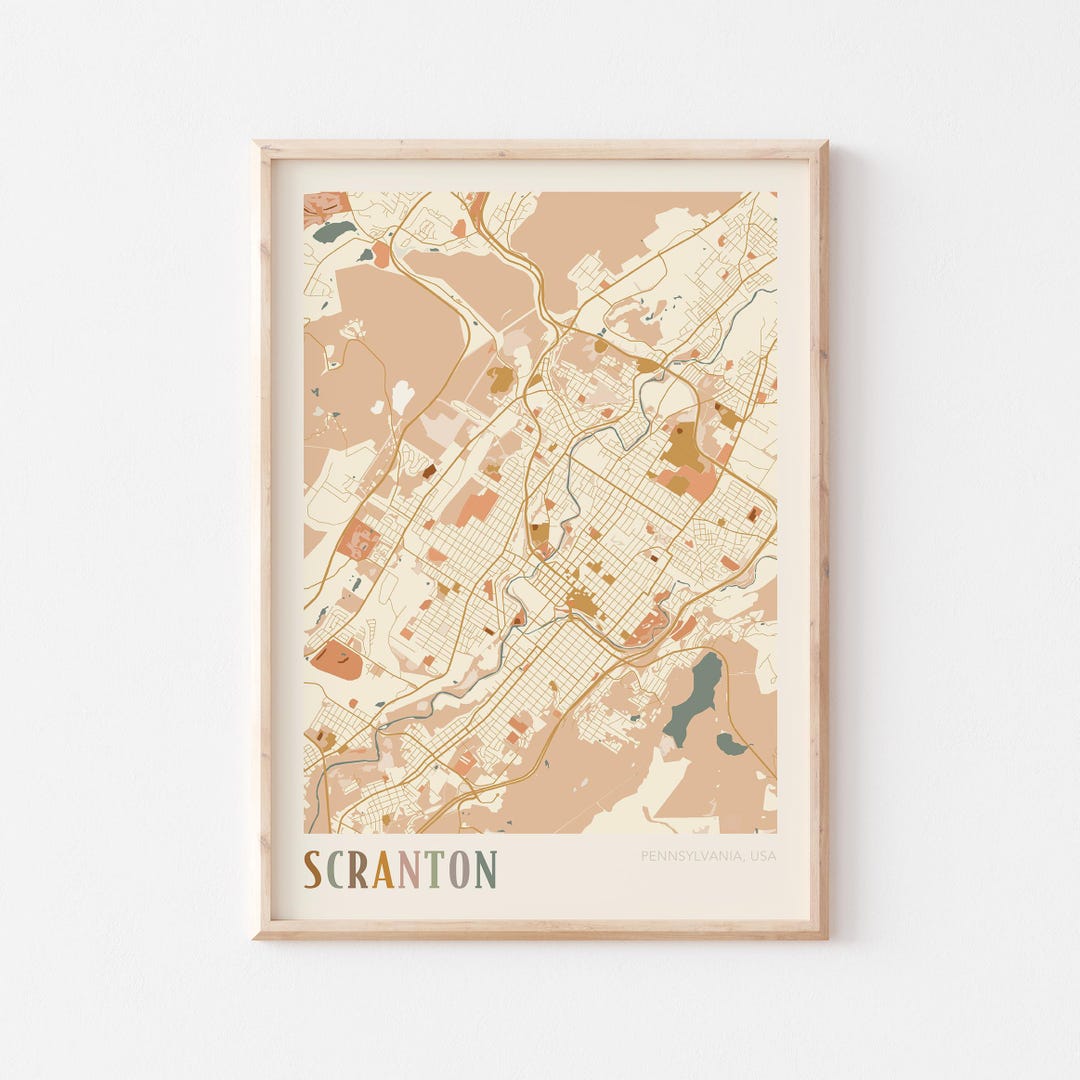 Scranton Map Poster, Scranton Print, Scranton Poster, Scranton Wall Art ...