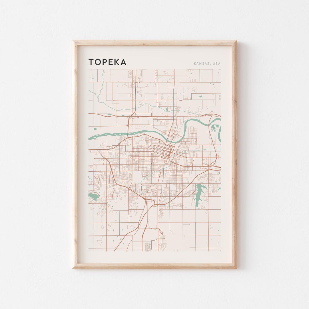Topeka Map Poster, Topeka Print, Topeka Poster, Topeka Wall Art, Kansas ...