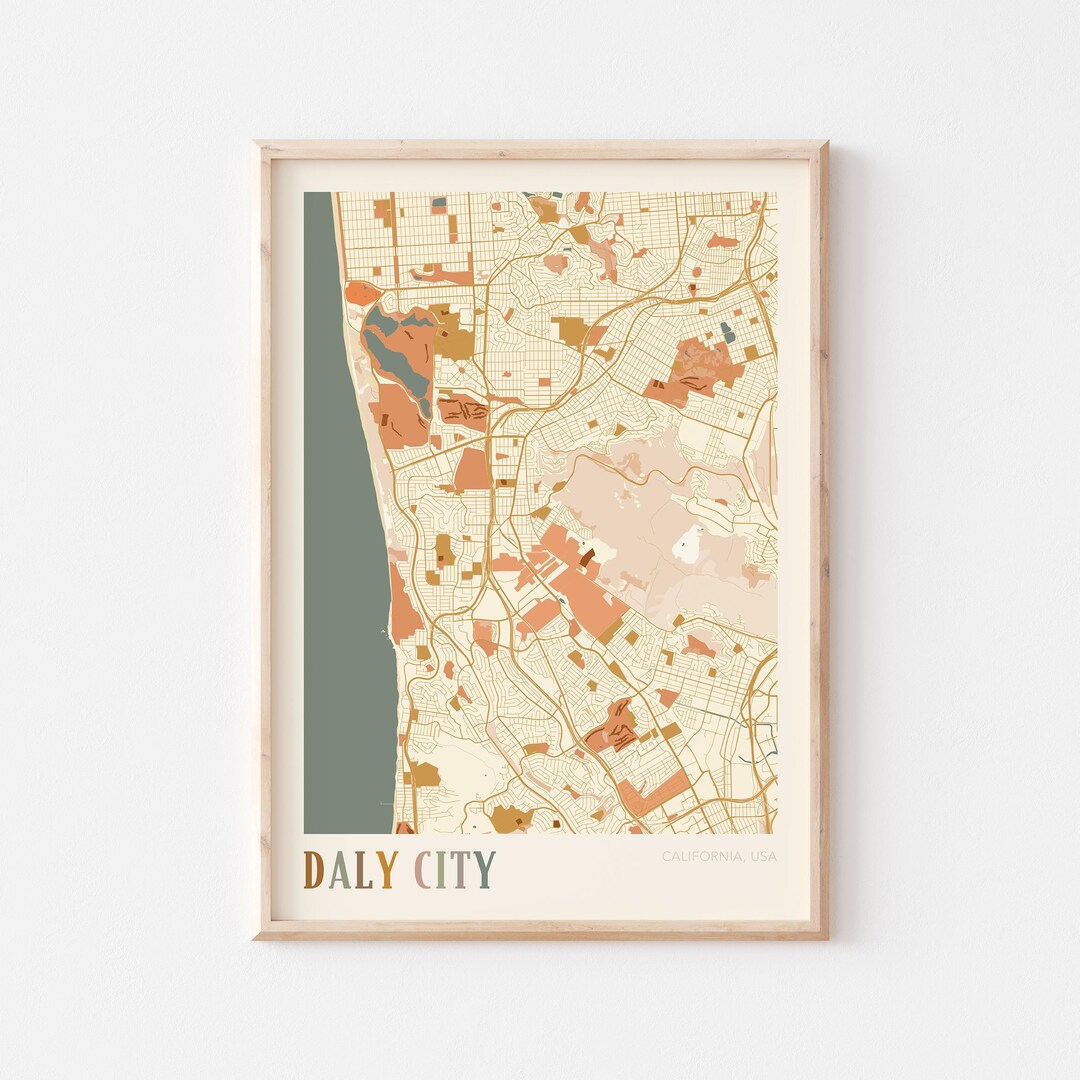 Daly City Map Poster, Daly City Print, Daly City Poster, Daly City Wall ...